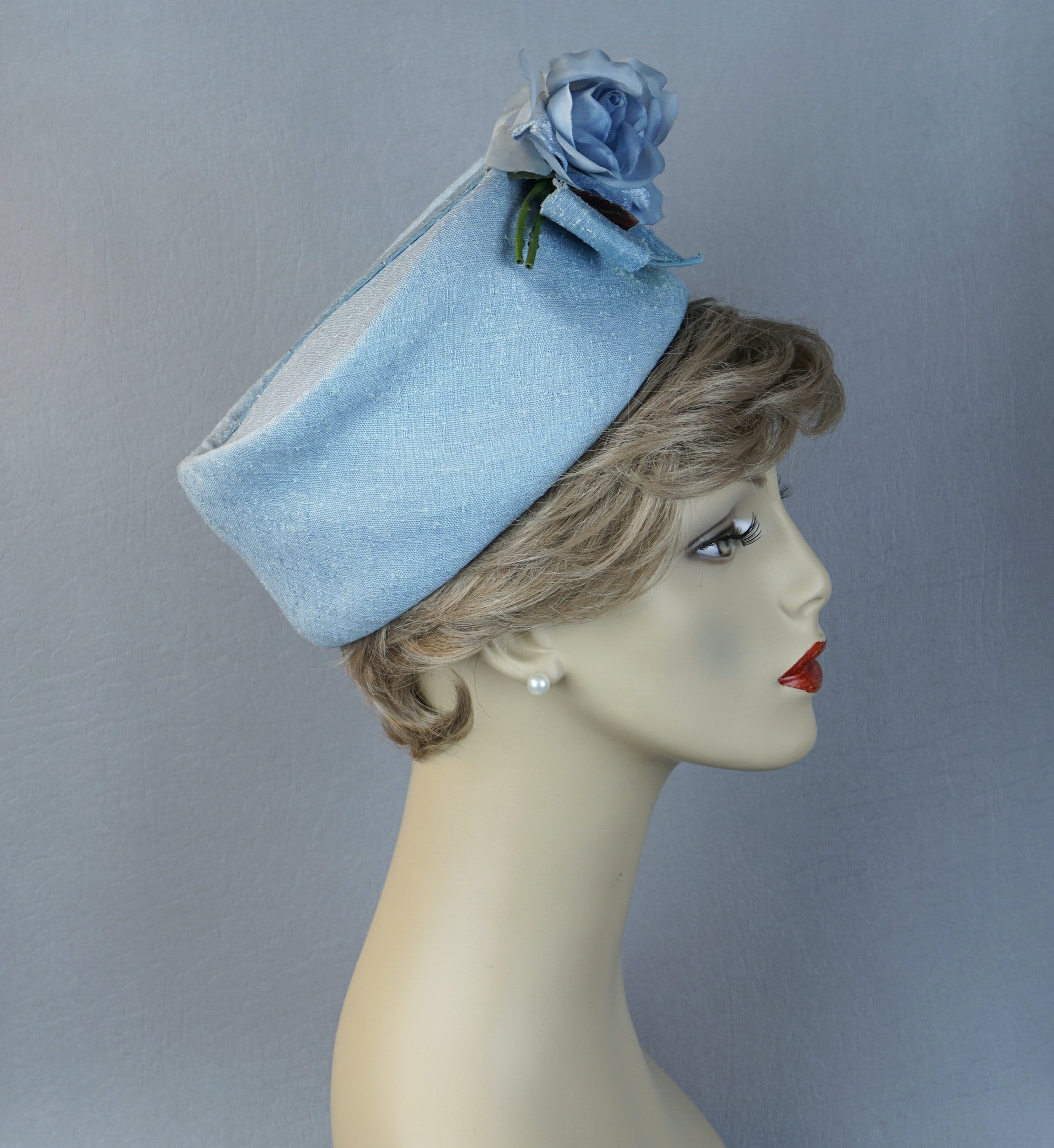 Vintage 60’s Pale Blue Rose Pillbox Hat | Shop THRILLING