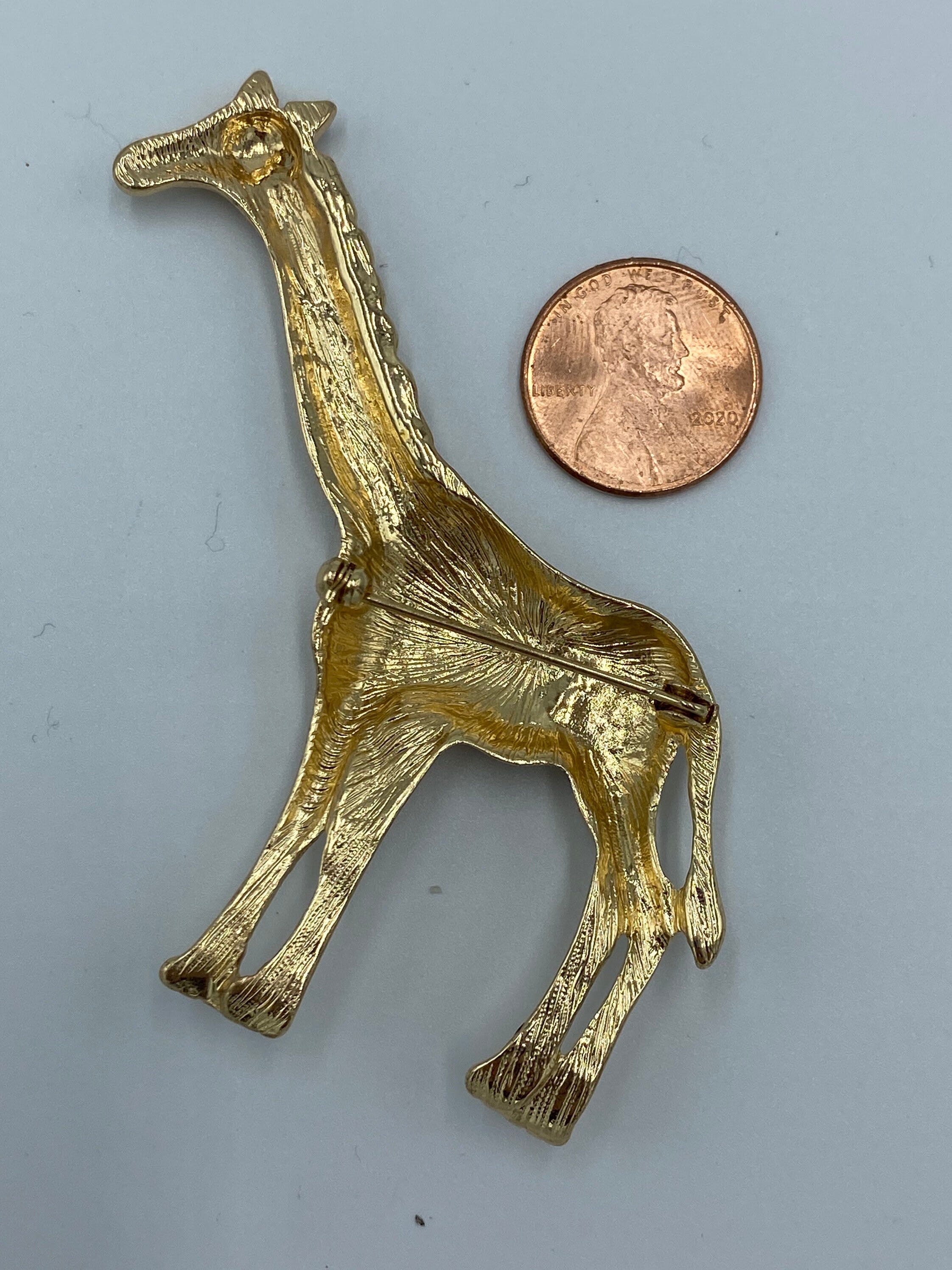 Vintage 90’s Enamel Giraffe Brooch with Rhinestone Mane | Shop THRILLING