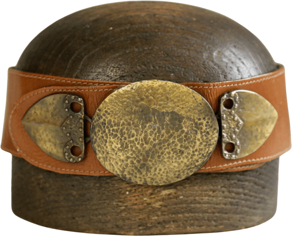 Vintage 80's Wide Leather Belt with Gold Tone Metal Detail | Shop THRILLING