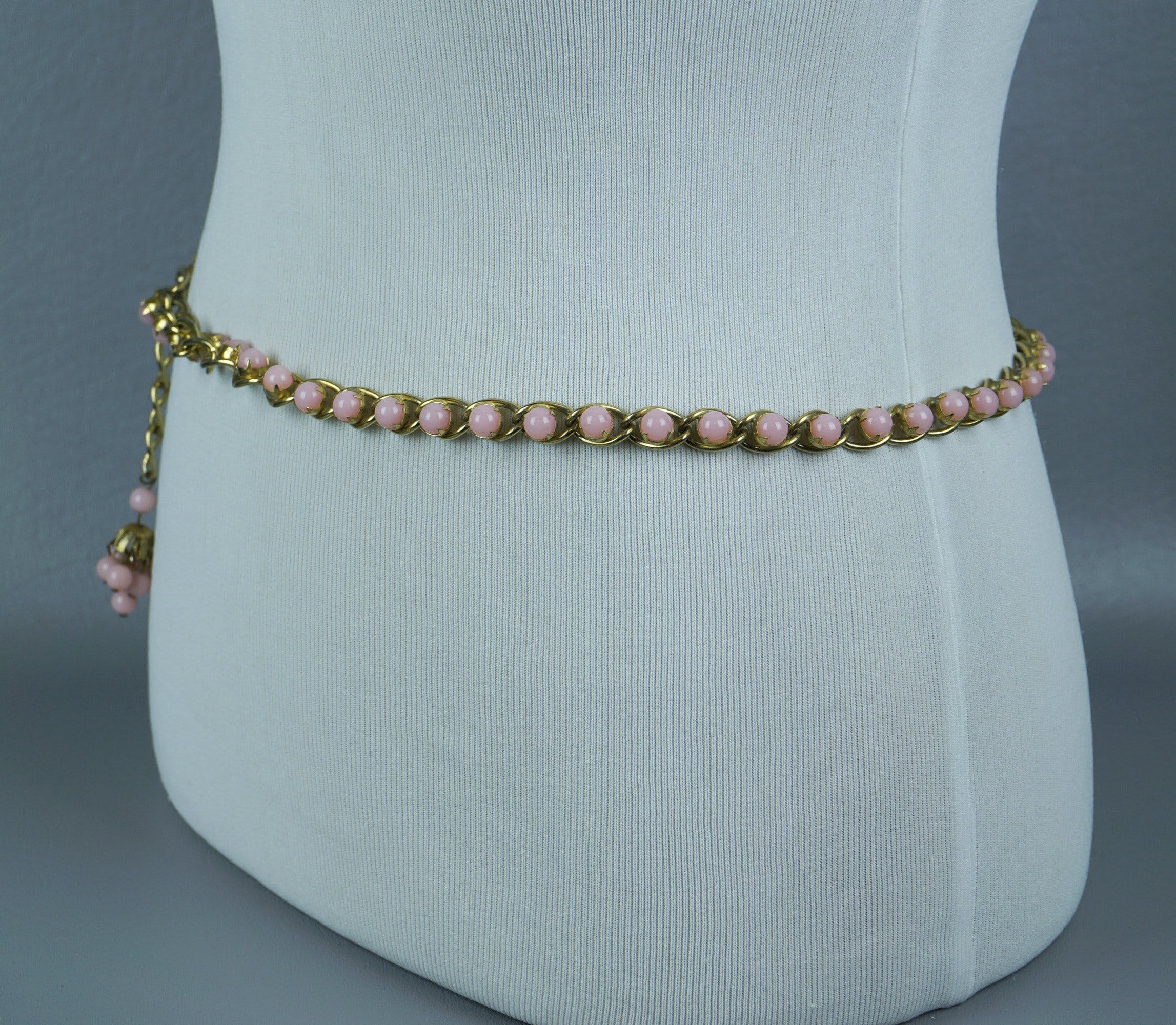 Vintage Pink Pearl Gold Chain Belt | Shop THRILLING