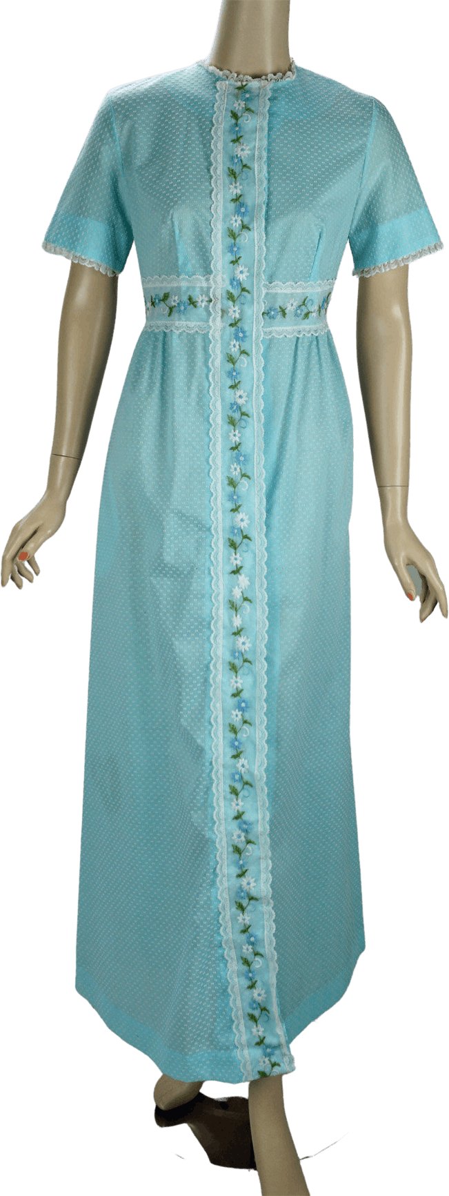 Vintage 50’s Blue And White Swiss House Robe by Smart Time | Shop THRILLING