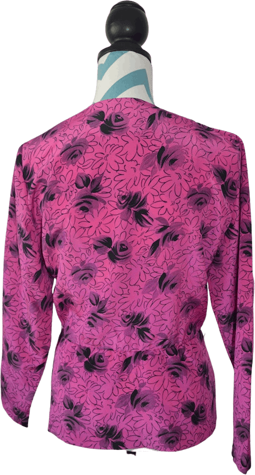 Vintage 80’s Hot Pink and Black Rose Print Blouse | Shop THRILLING