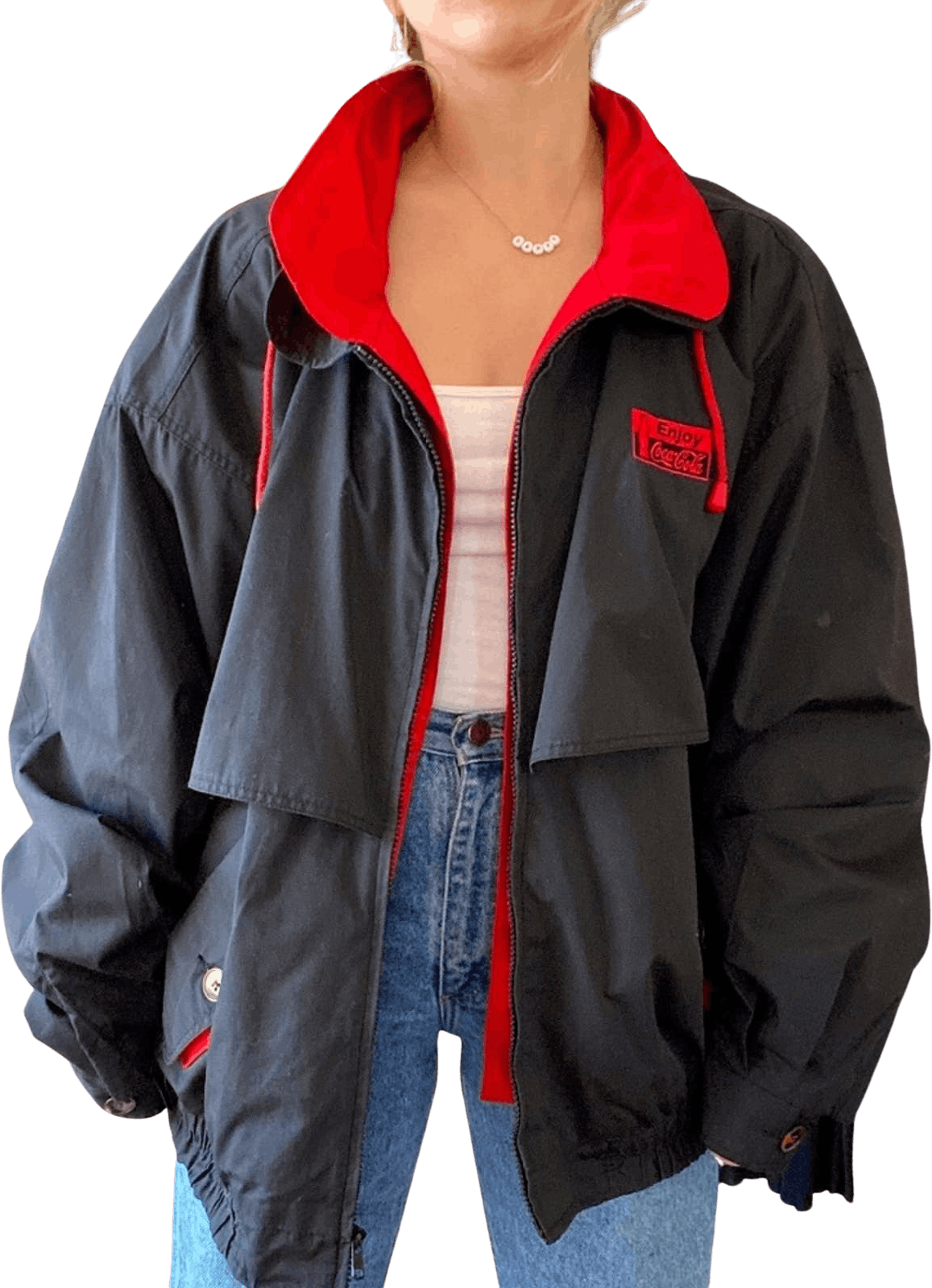 Vintage Red Coca Cola Double Layered Zip Up Windbreaker | Shop THRILLING