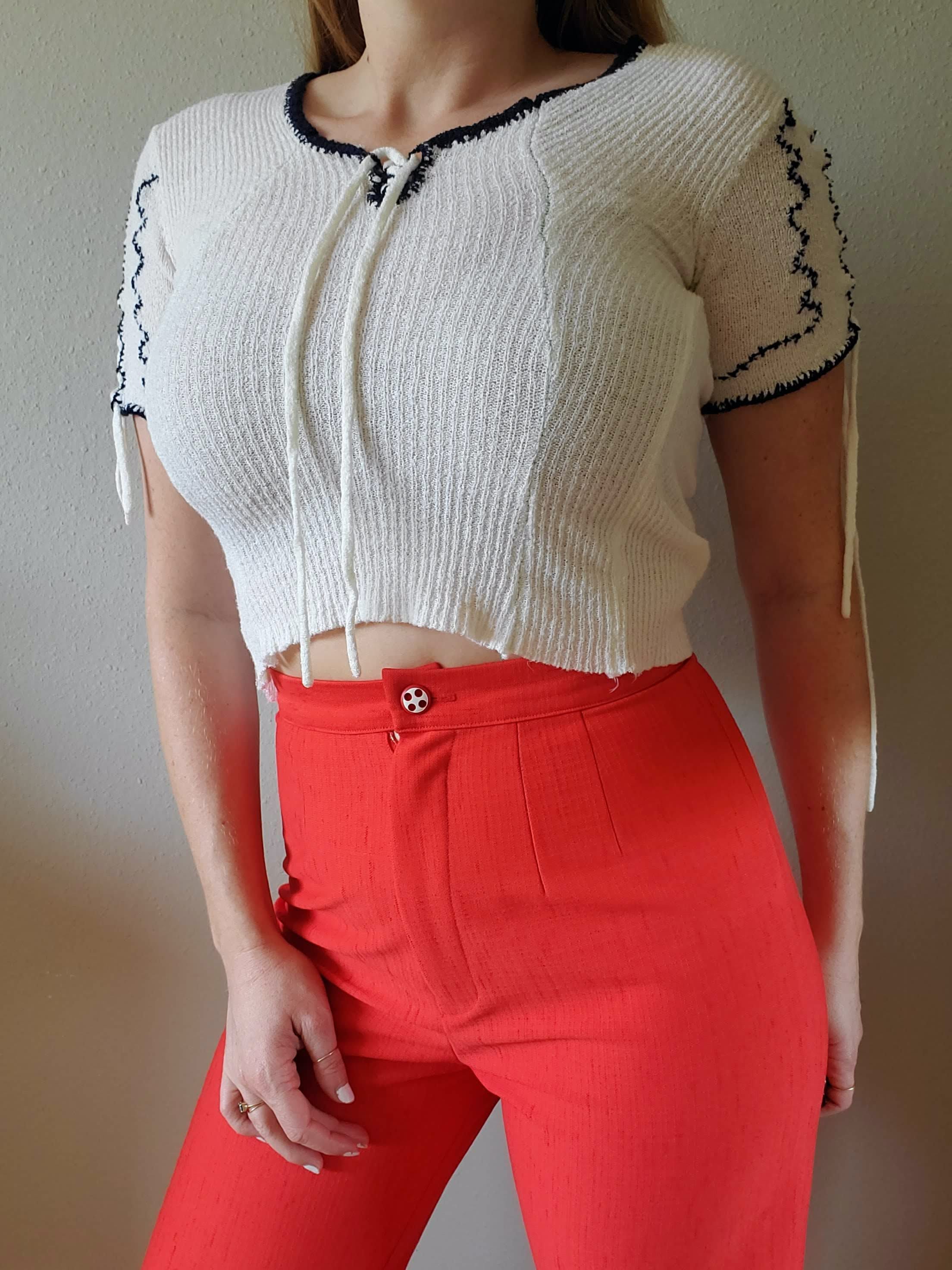 Vintage 70's Red High Rise Flares | Shop THRILLING