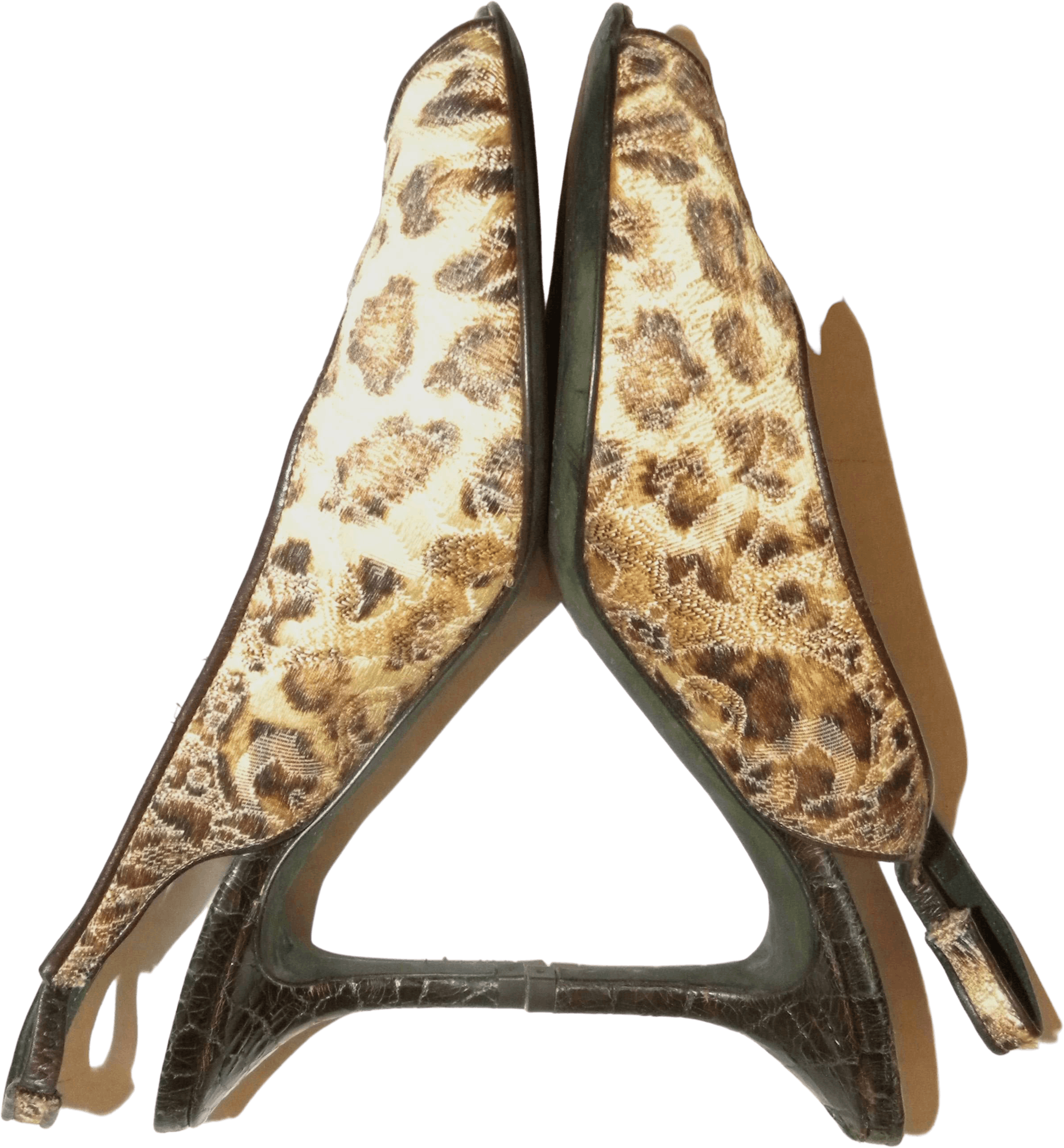 Vintage 90s/00s Italian Leopard Print Peep Toe Slingback Heels By ...