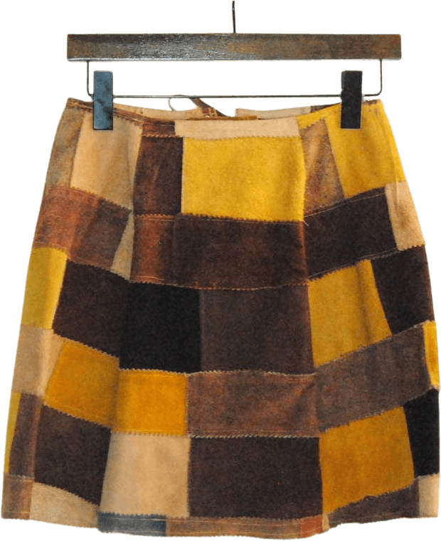 Vintage Yellow and Brown Suede Patchwork Skirt | Shop THRILLING