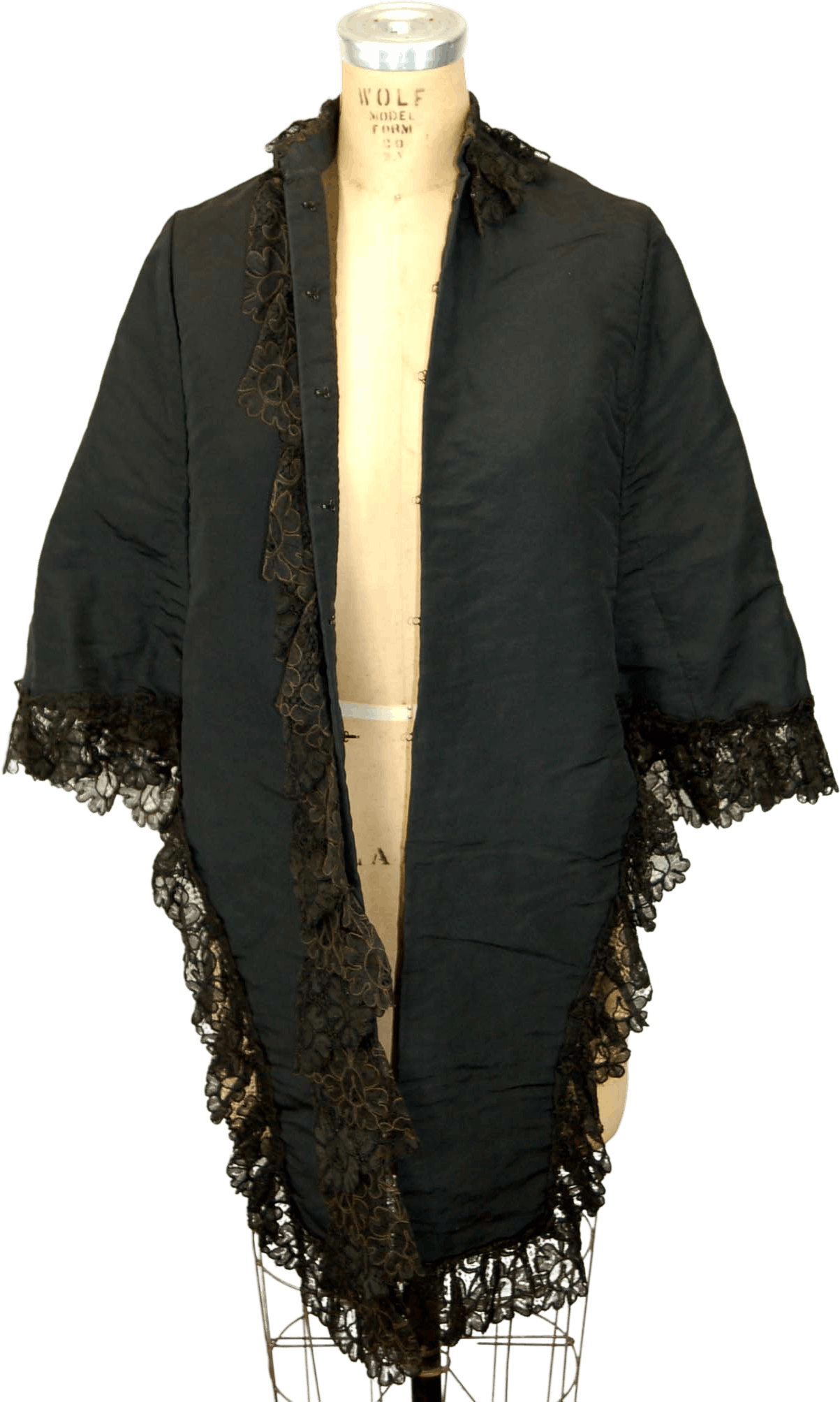 Vintage Victorian Black Pleated Lace Quilted Capelene Cape | Shop THRILLING