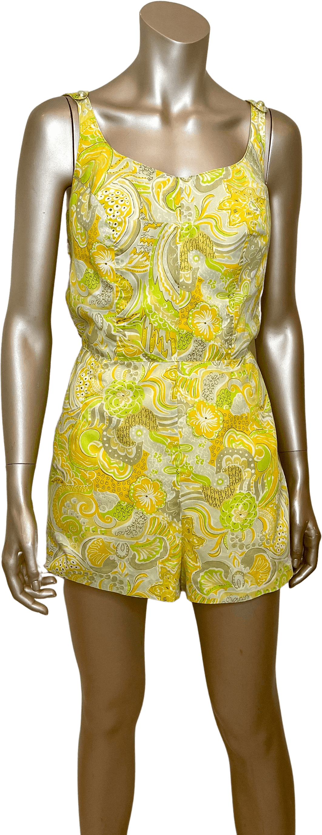 Vintage 60’s Yellow Abstract Print Sun Suit by Gabar | Shop THRILLING