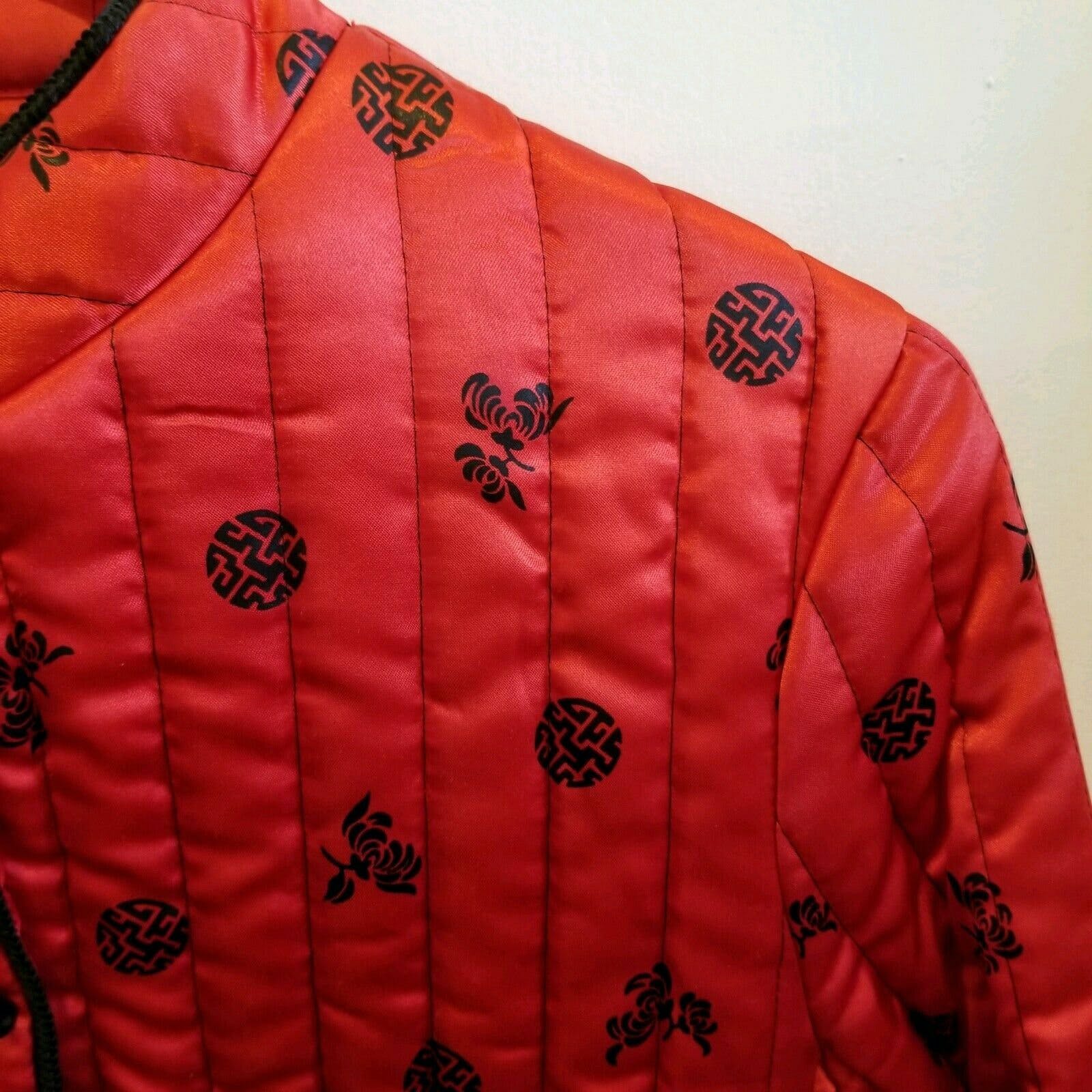 Vintage Asian Printed Satin Quilt Button Up Jacket | Shop THRILLING