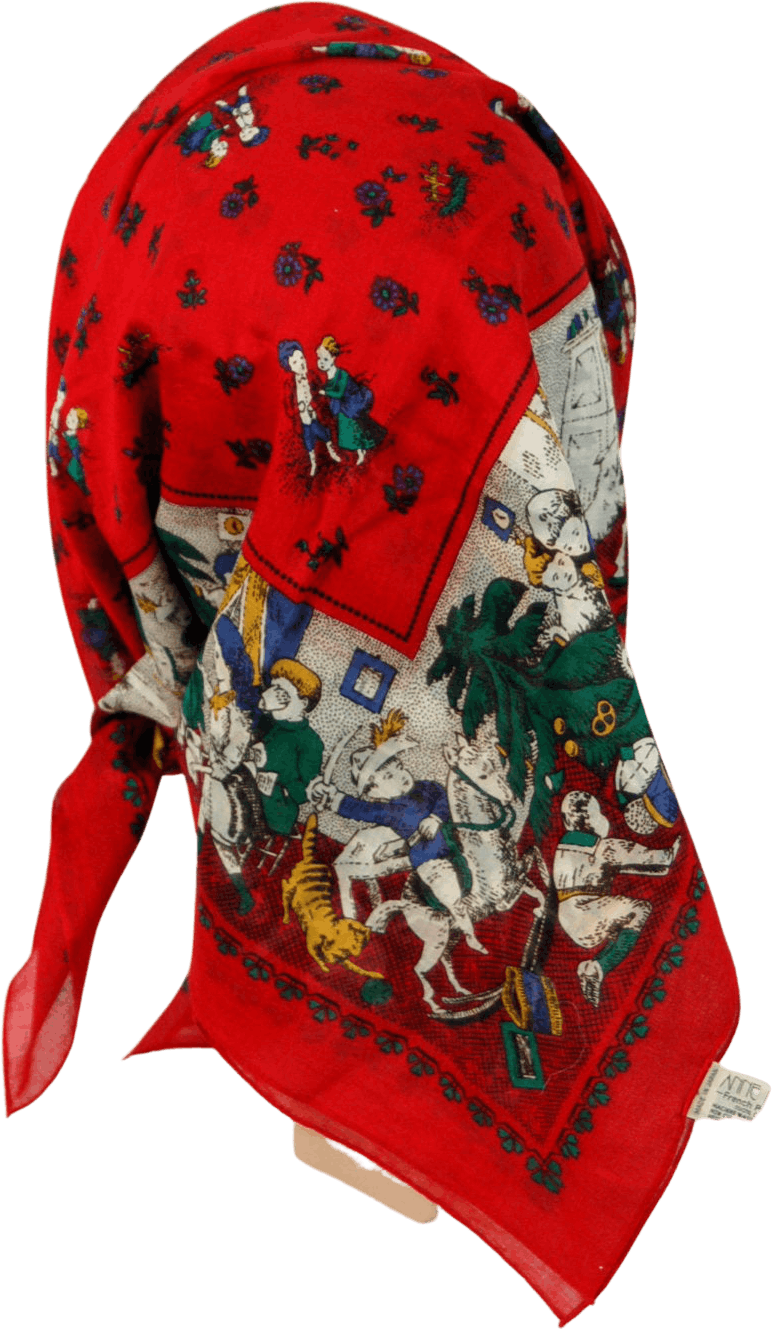Vintage Large Red French Provencal Square Scarf by Anne Marie | Shop ...
