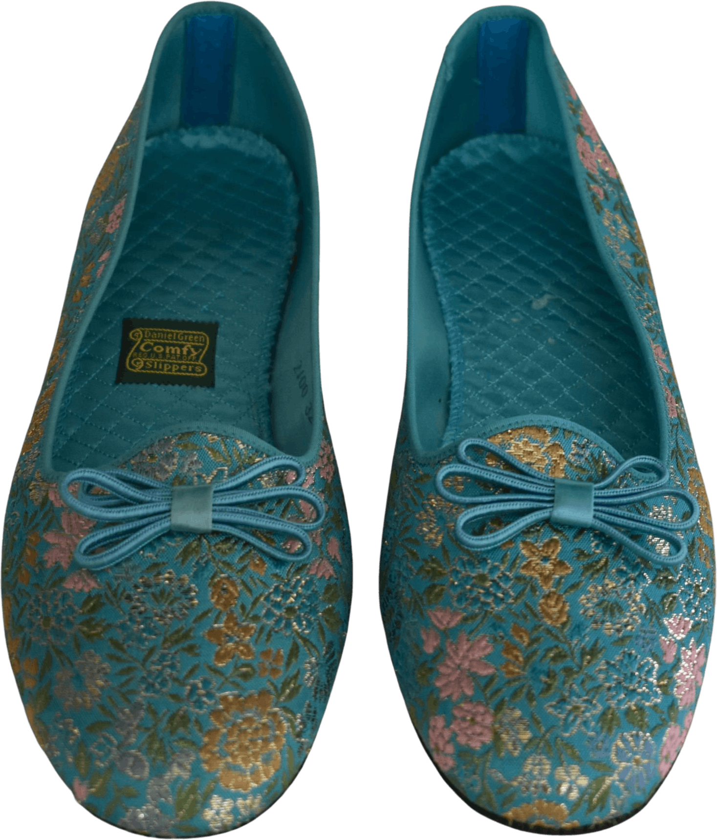 Vintage 60's Turquoise Blue Embroidered Silk Flats by Daniel Green ...
