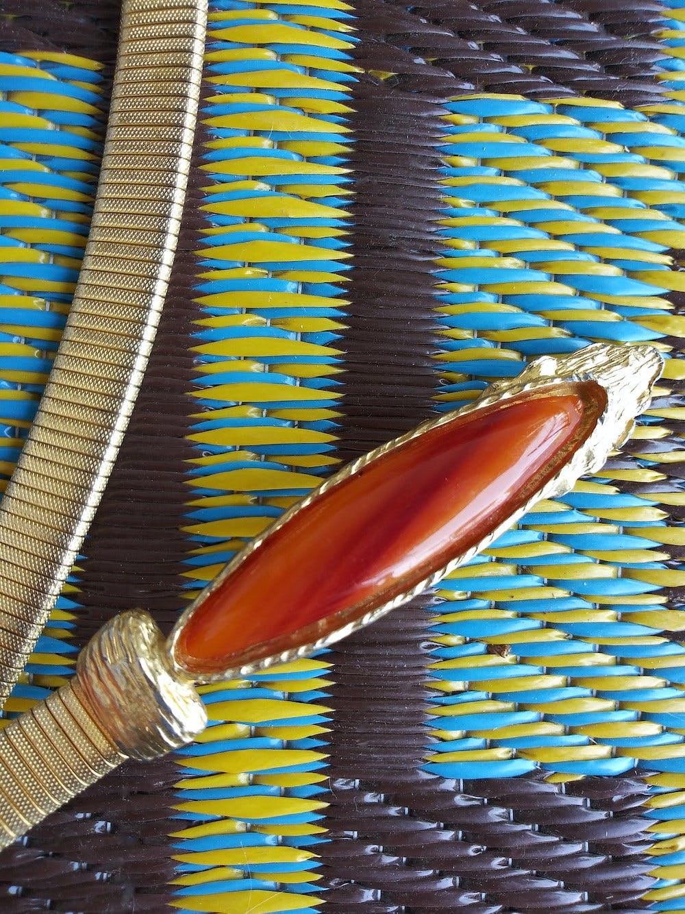 Vintage 70’s Gold Stretchy Serpentine Belt with Amber Buckle | Shop ...