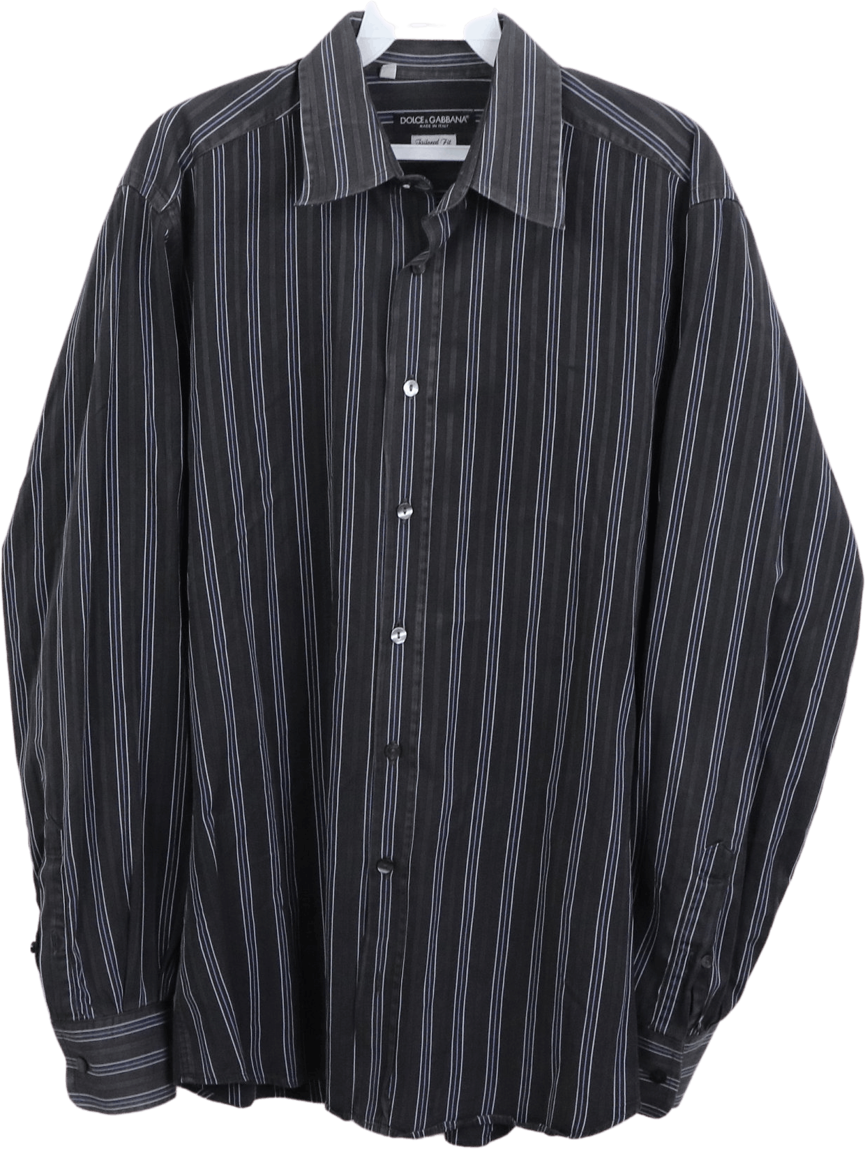 Vintage 90’s Black and Gray Striped Men's Button Up by Dolce & Gabbana ...