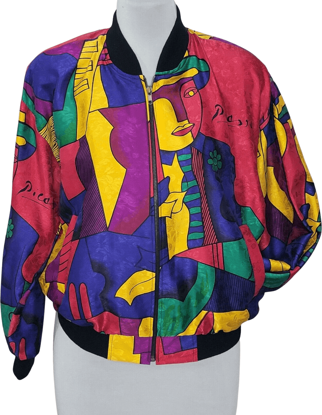 Vintage 90's Bright Abstract Art Bomber Jacket by Chardin | Shop THRILLING