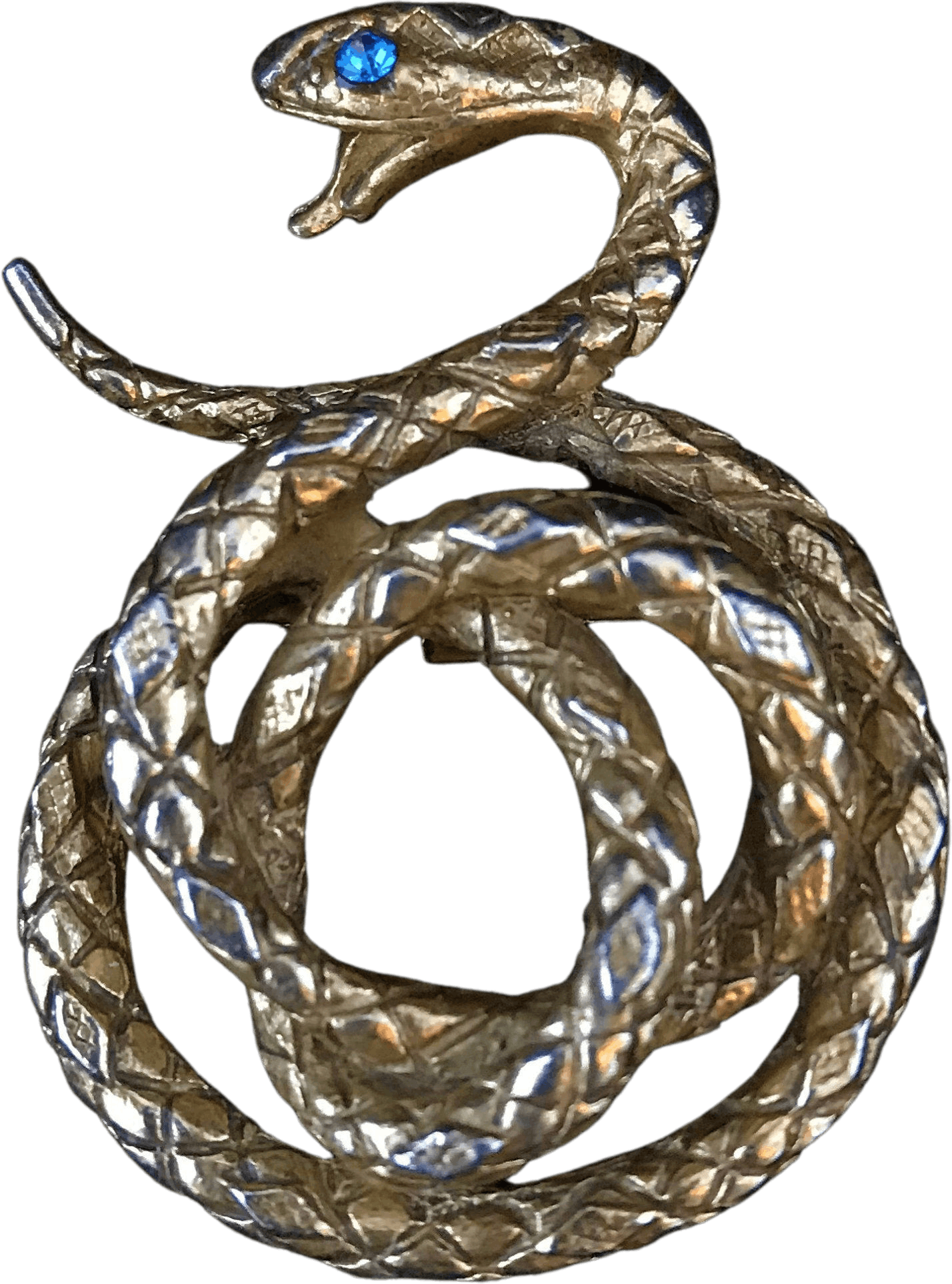 Vintage 50's Gold Snake Brooch with Cobalt Blue Eyes | Shop THRILLING