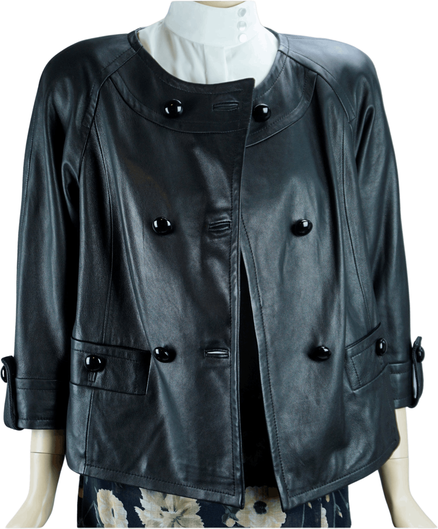 Vintage Black Buttoned Leather Jacket by Talbots | Shop THRILLING