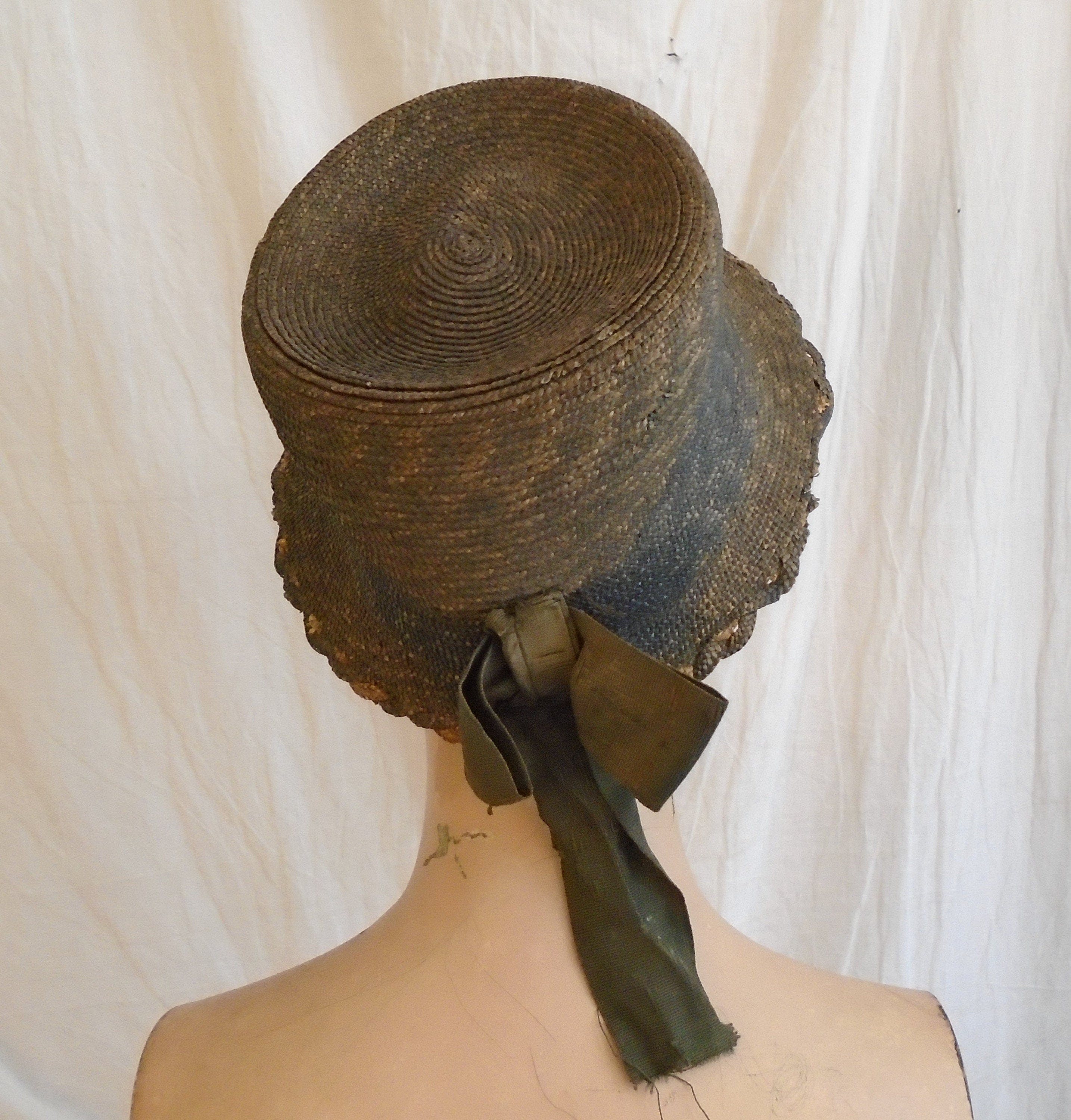 Vintage Victorian Two Tone Brown Silk Straw Bonnet Hat | Shop THRILLING