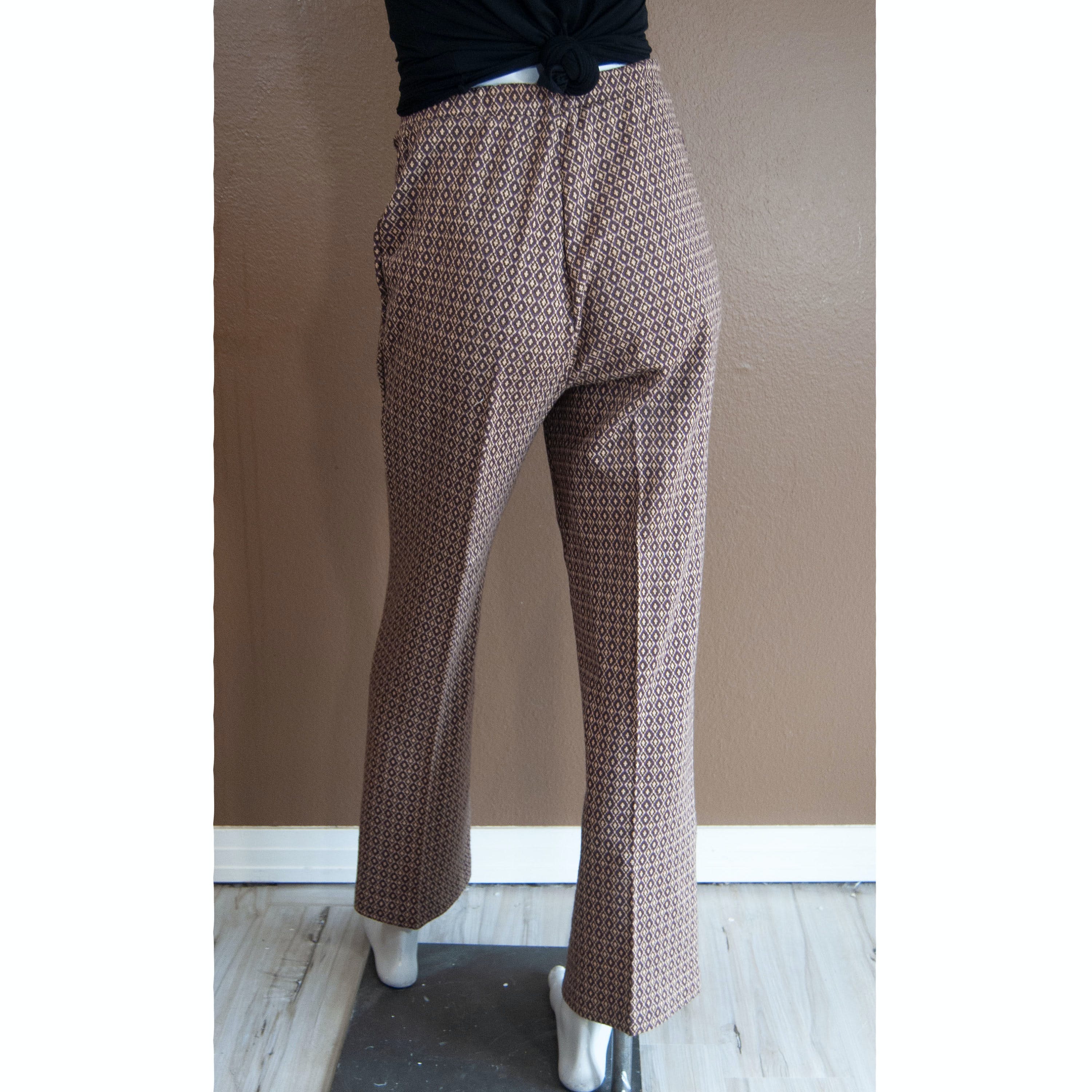 Vintage 70's Brown Diamond Print Pants | Shop THRILLING