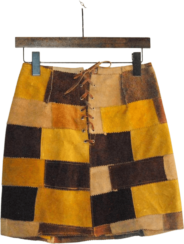 Vintage Yellow and Brown Suede Patchwork Skirt | Shop THRILLING