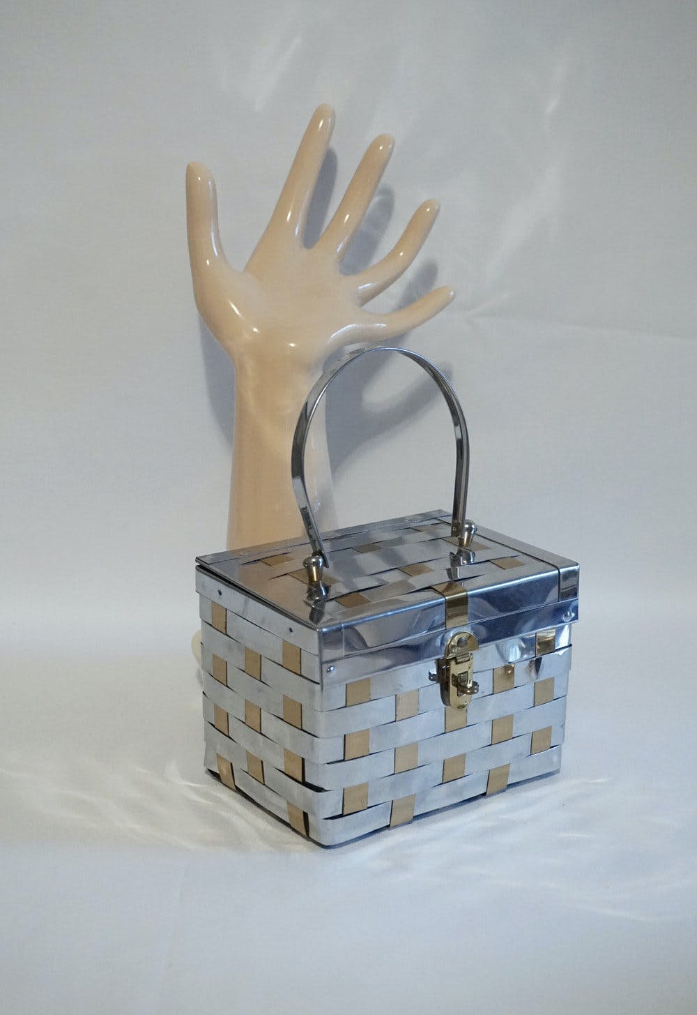Vintage 50’s Silver And Gold Woven Metal Box Purse, Metal Weave Handbag ...