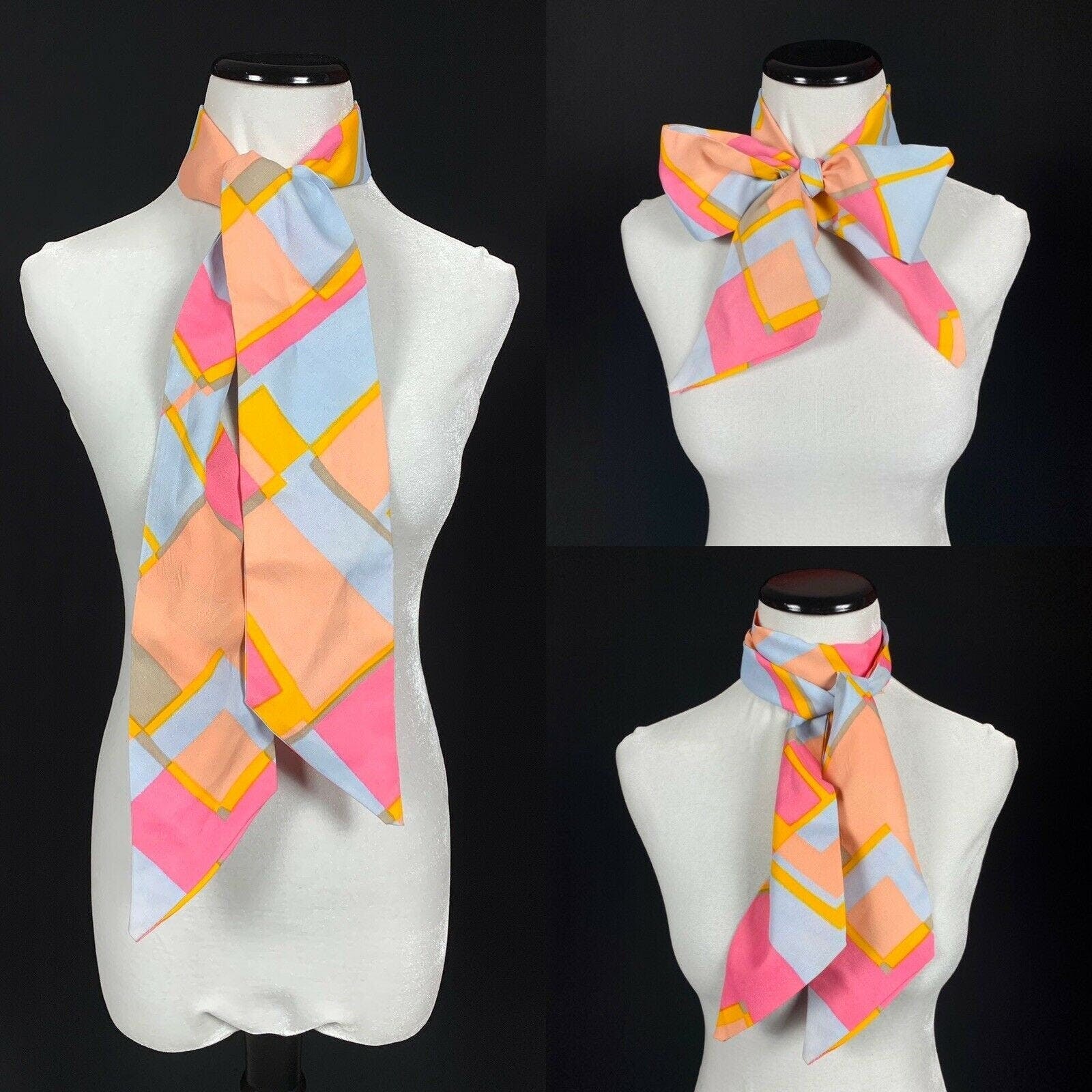 Vintage 60's Pastel Op Art Plaid Scarf | Shop THRILLING