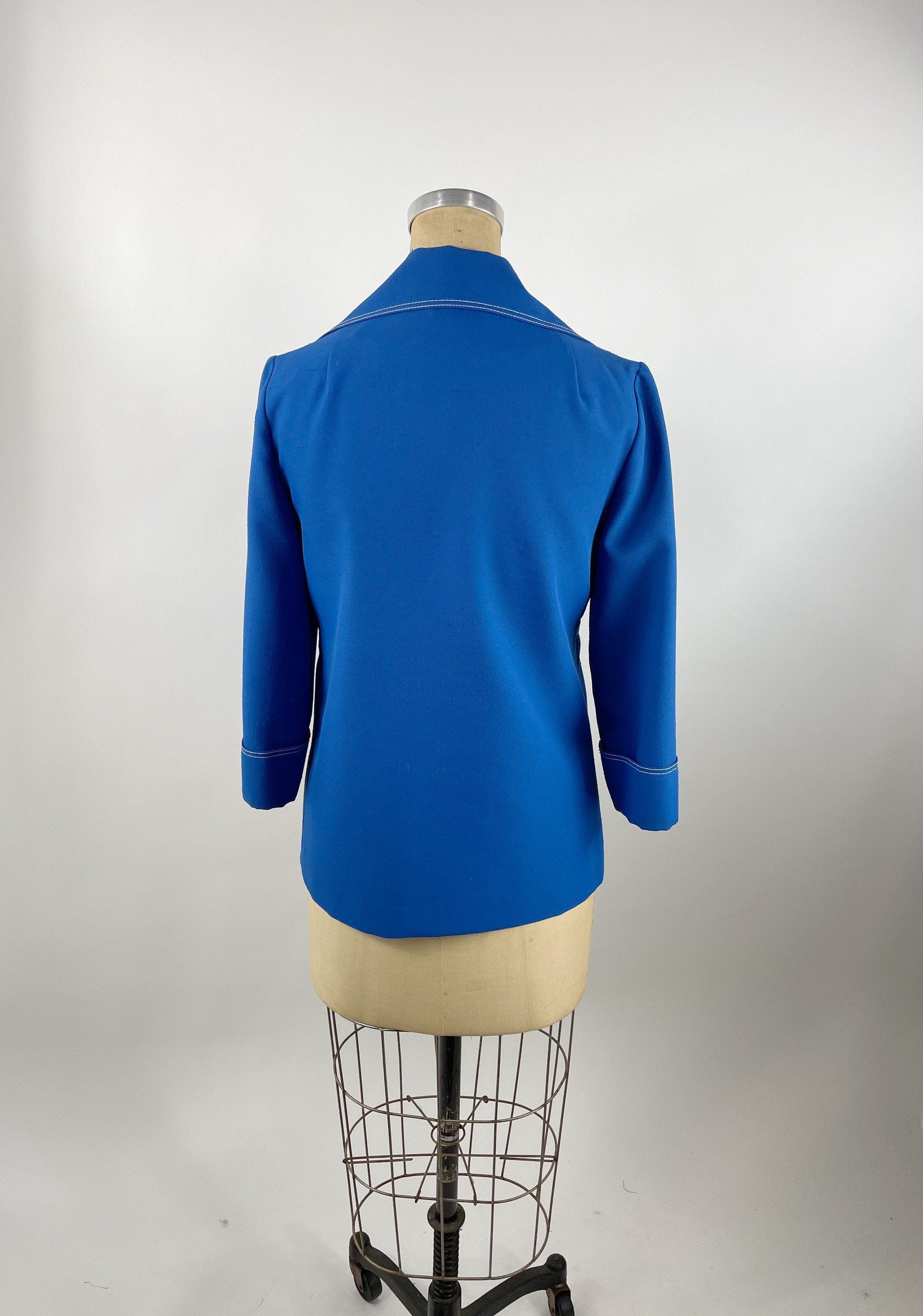 Vintage 70's Royal Blue Blazer with White Top Stitching by Nardis of ...