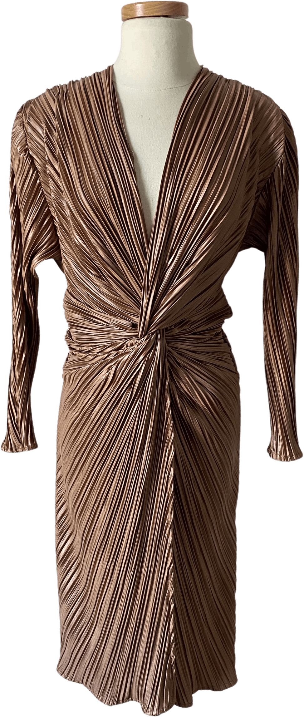 Vintage Pleated Toffee Brown Disco Dress | Shop THRILLING
