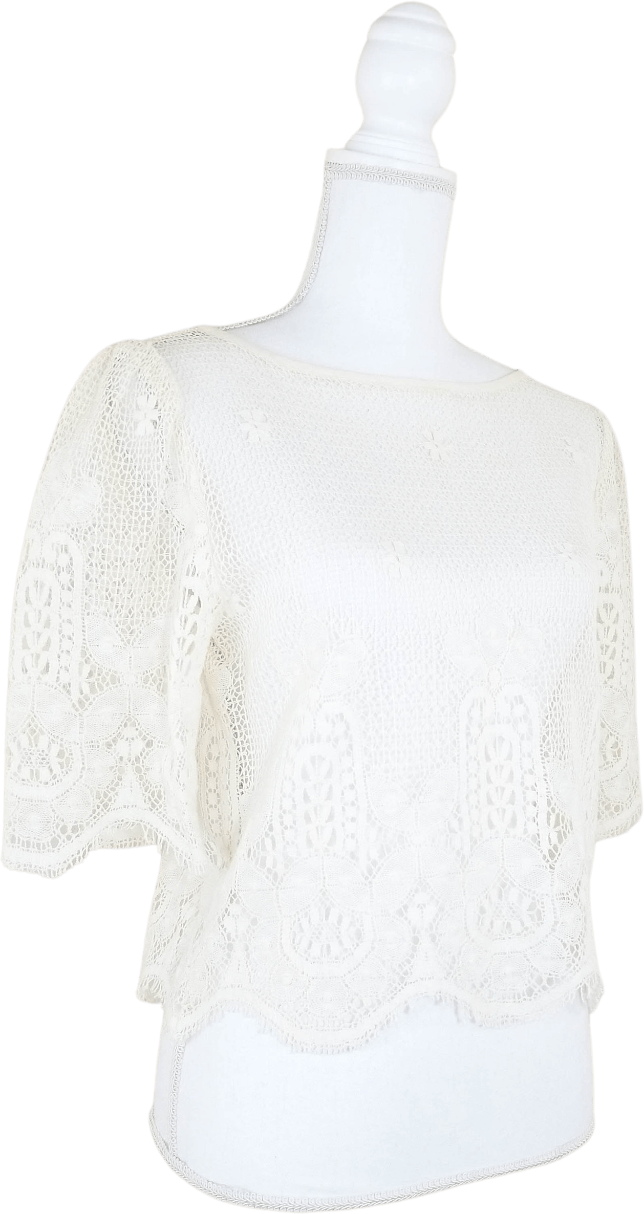 Vintage 70’s White Crochet Scallop Trim Blouse by Chenelli | Shop THRILLING