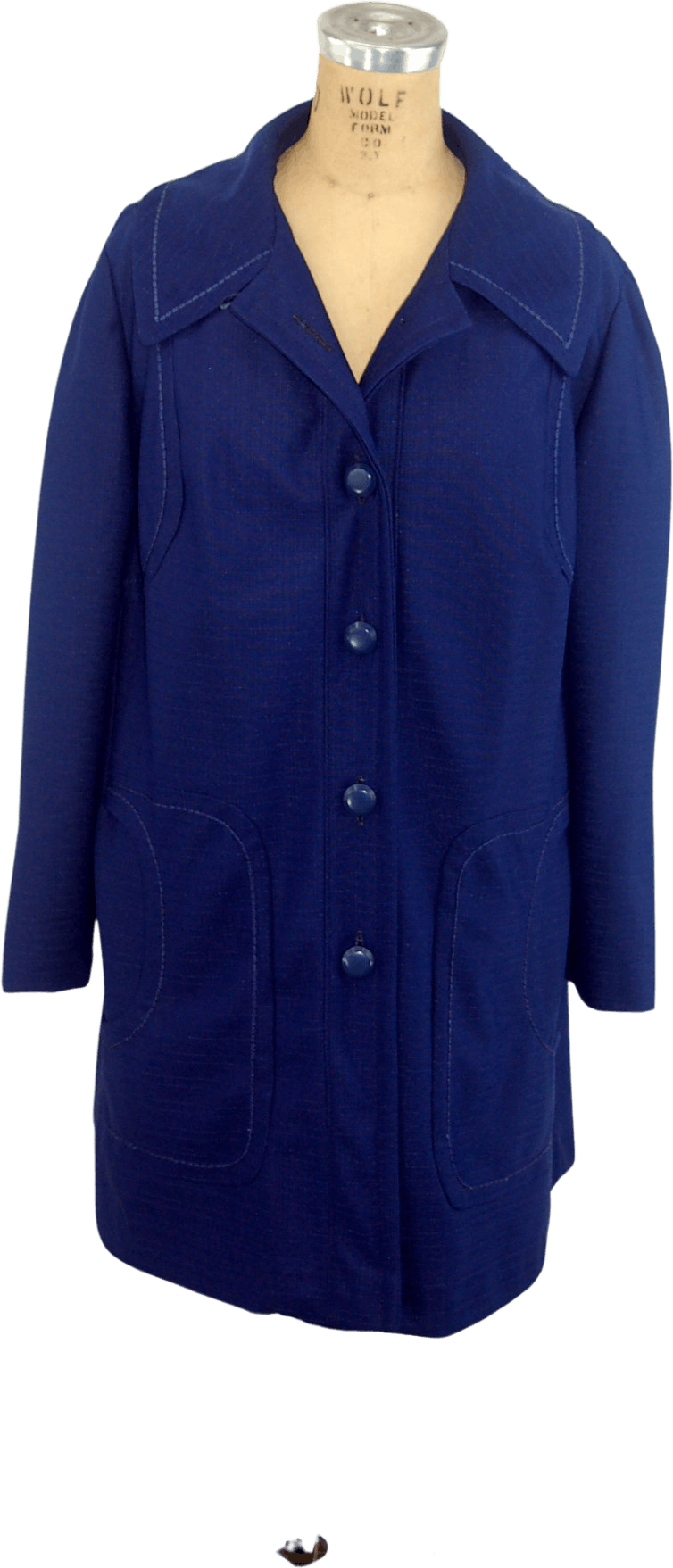 Vintage 70's Navy Blue Car Coat with White Top Stitch | Shop THRILLING