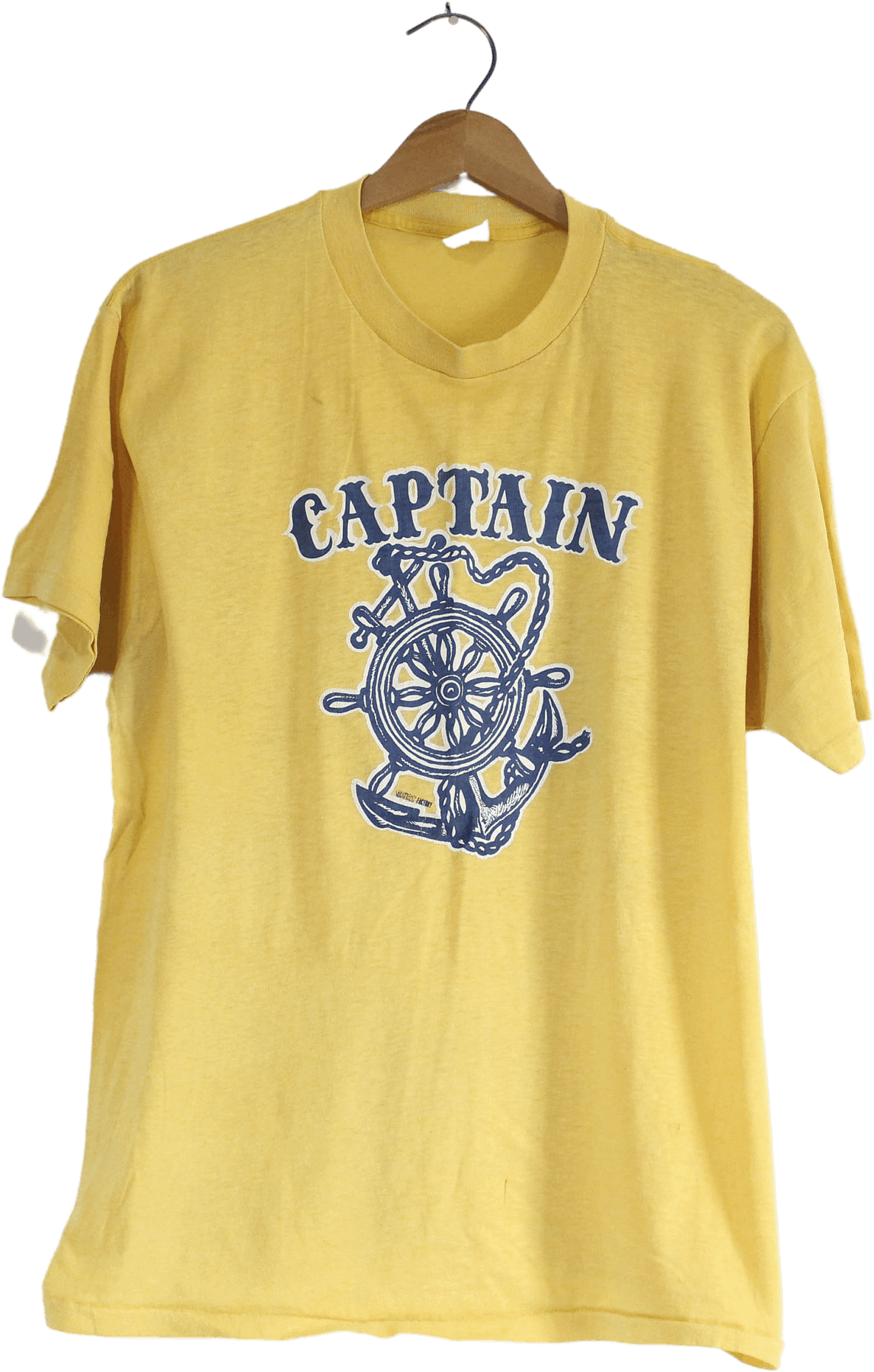 Vintage Yellow with Blue Nautical Captain Graphic T-Shirt | Shop THRILLING
