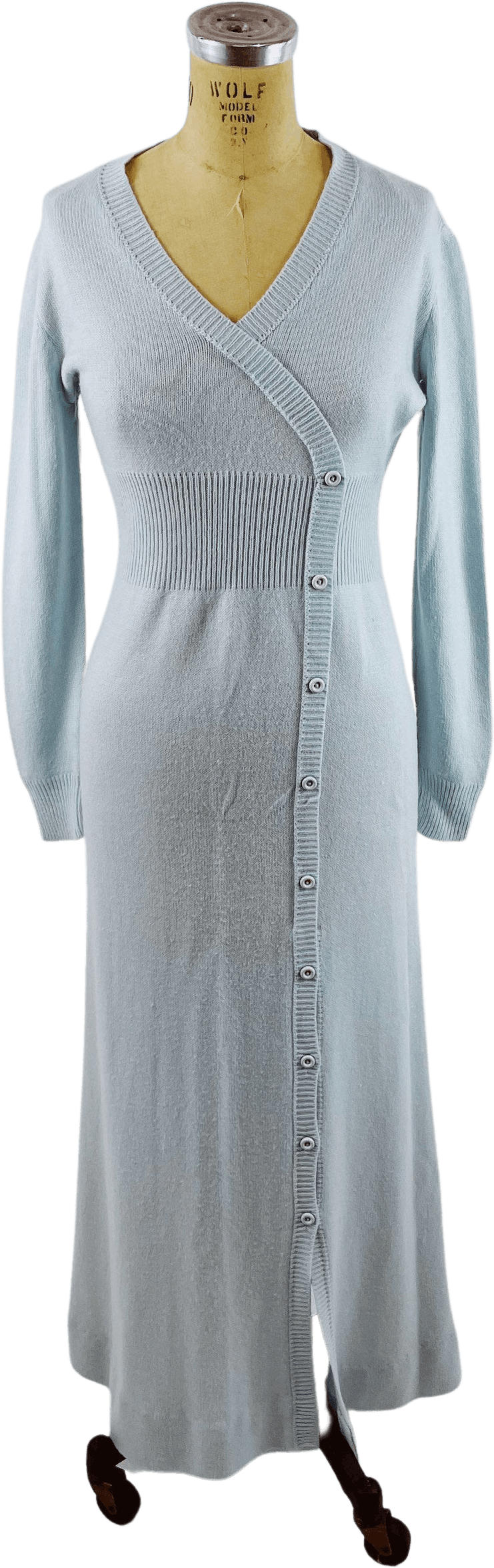 Vintage 70's Baby Blue Button Front Sweater Dress by Francesca for ...