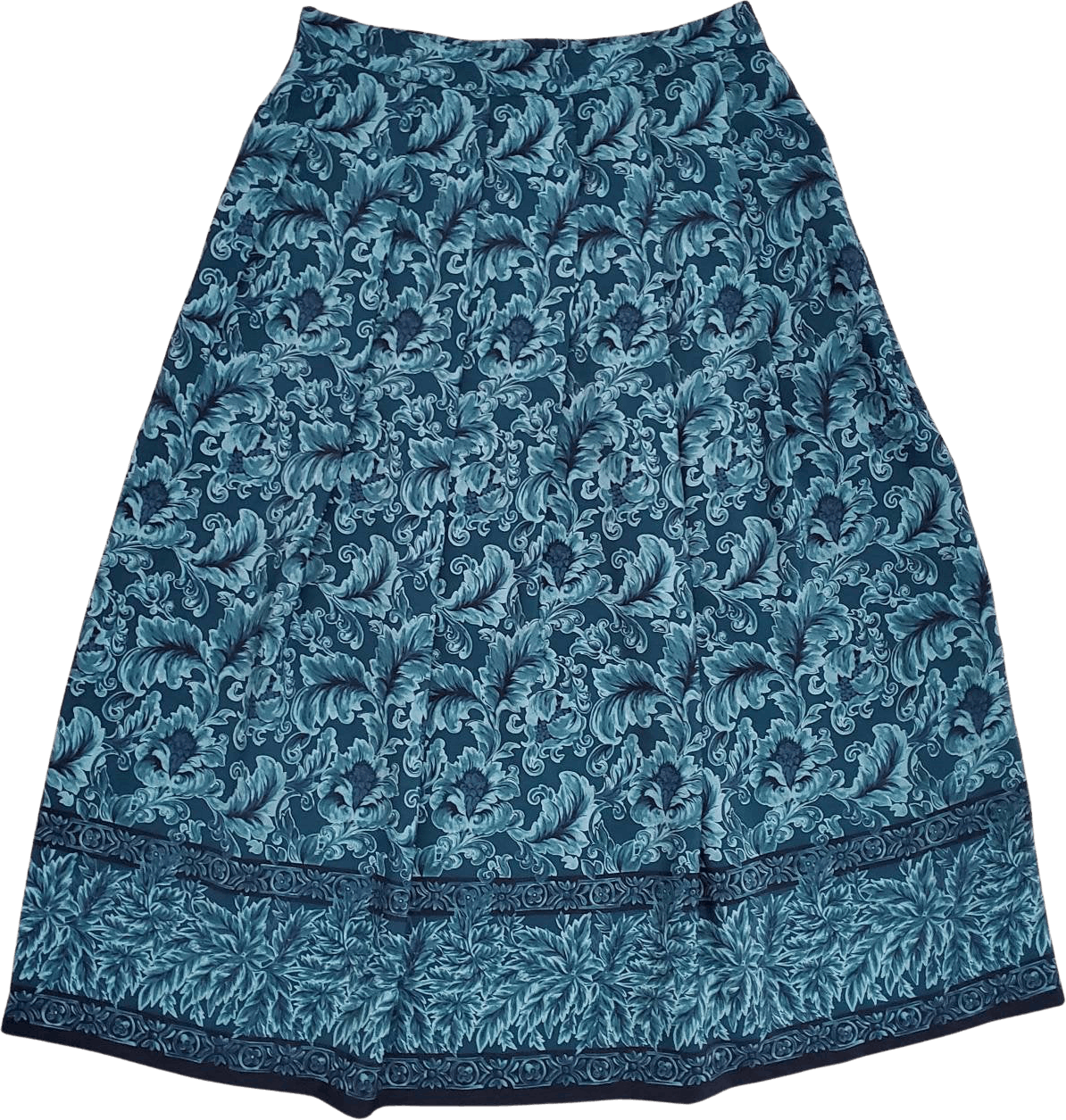 Vintage 90’s Green Leaf Patterned Midi Skirt by Koret Petites | Shop ...