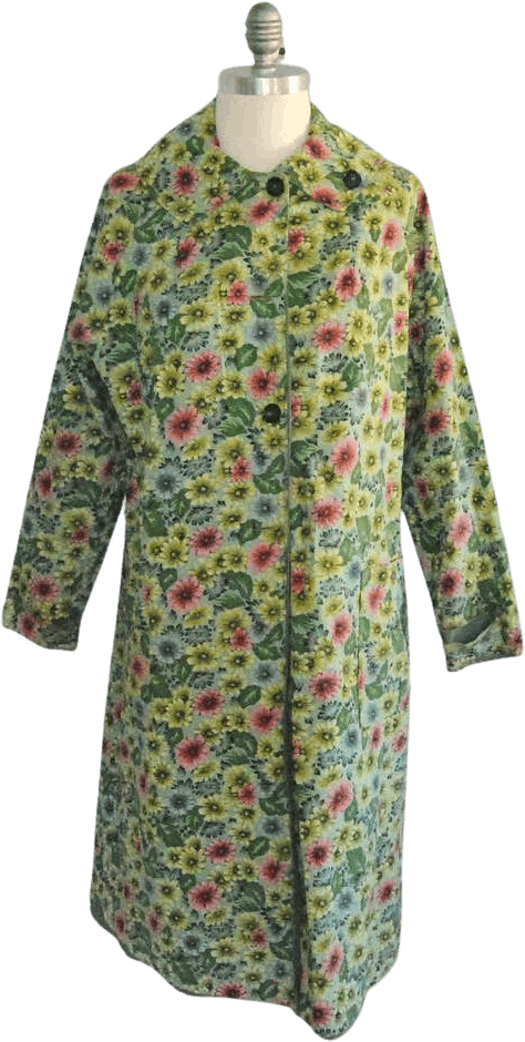 Vintage Green Floral Print Reversible Coat | Shop THRILLING