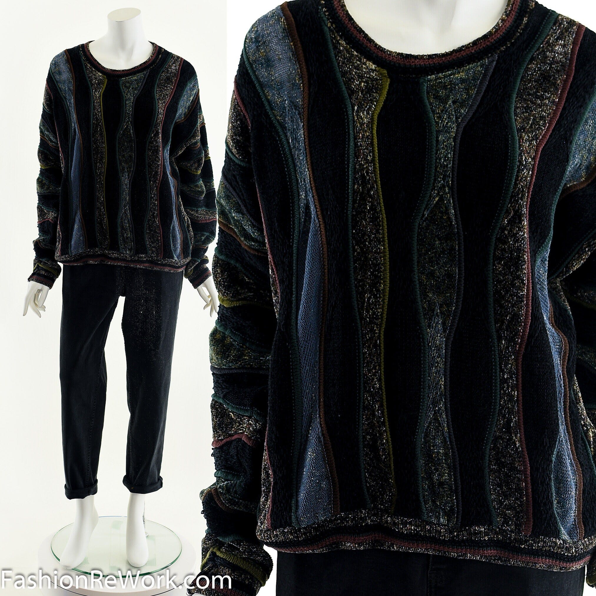 Vintage Coogi Style Sweater with Knitted Textures | Shop THRILLING