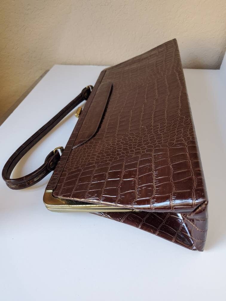 Vintage 60’s Chocolate Brown Alligator Print Purse by Dover | Shop ...