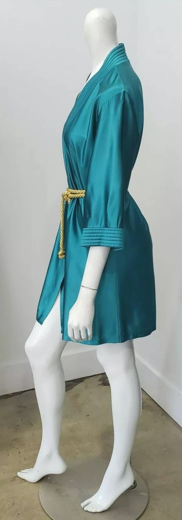 Vintage 70’s Teal Silky Gold Lurex Rope Quilted Robe | Shop THRILLING