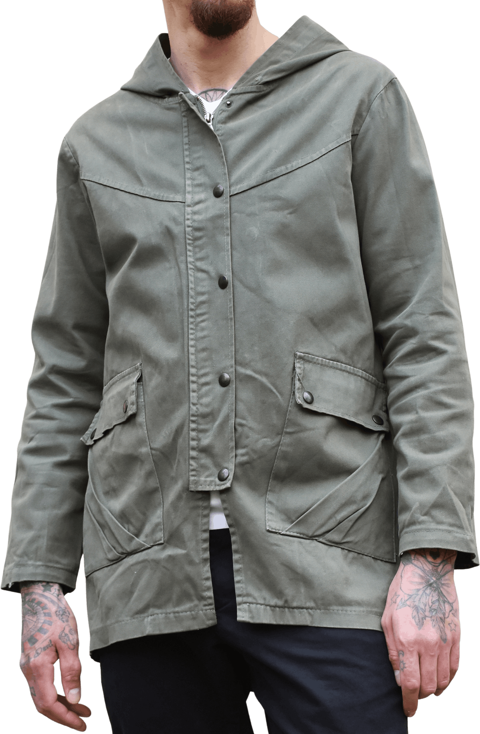 Vintage Light Wash Olive Green Denim Hooded Jacket | Shop THRILLING