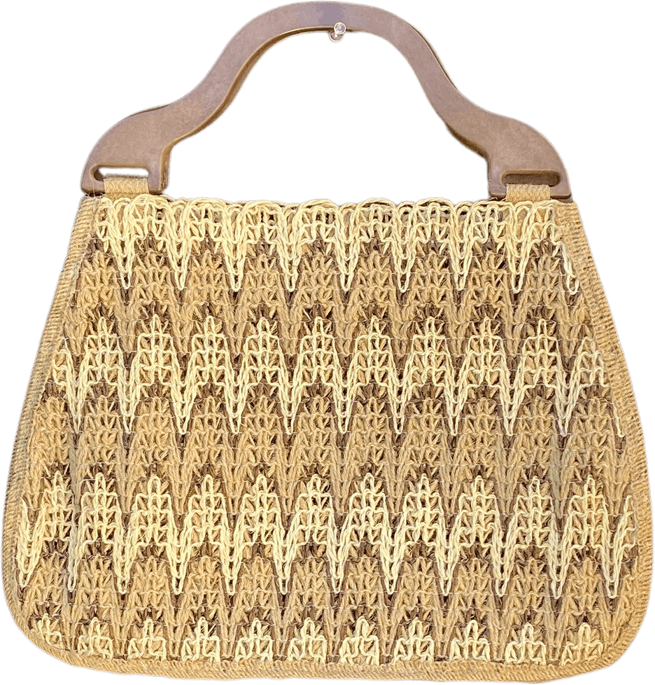 Vintage 70's Beige Wicker Basket Top Handle Bag | Shop THRILLING