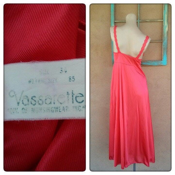 Vintage 70's Red Lace Nightgown by Vassarette | Shop THRILLING