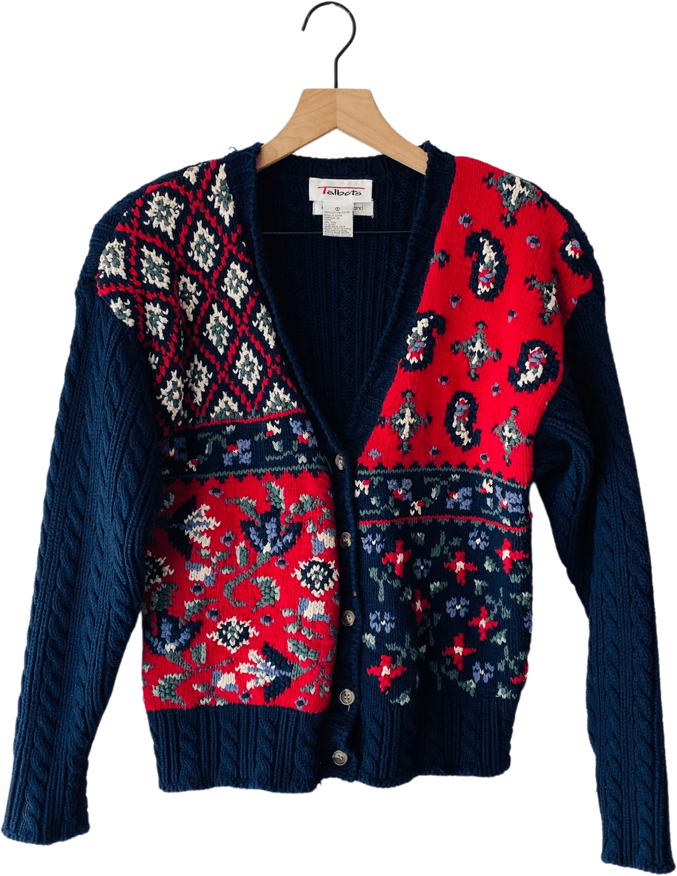 Vintage 90's Navy and Red Floral Cardigan by Talbots | Shop THRILLING