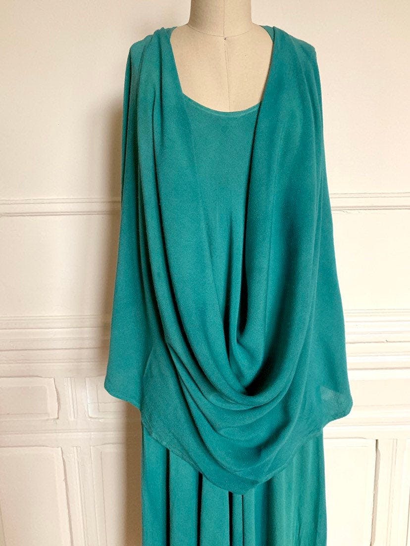 Vintage Convertible Green Cape Dress | Shop THRILLING