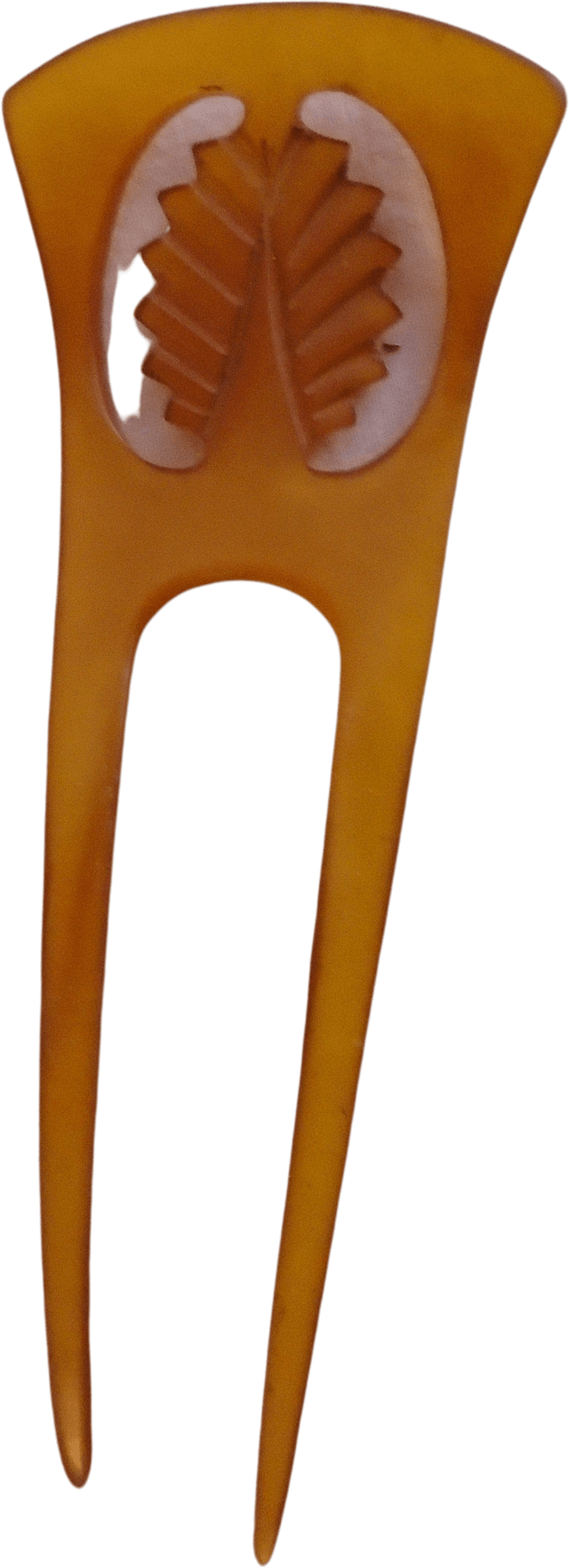 Vintage 10’s Golden Brown Leaf Design Hair Comb | Shop THRILLING