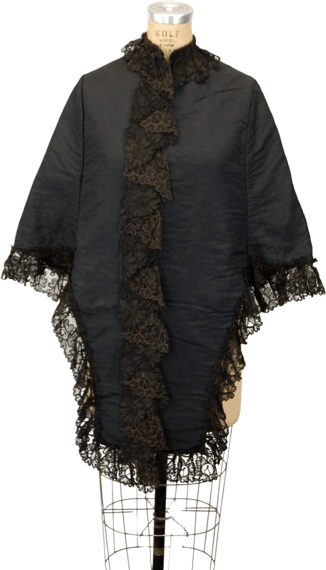 Vintage Victorian Black Pleated Lace Quilted Capelene Cape | Shop THRILLING