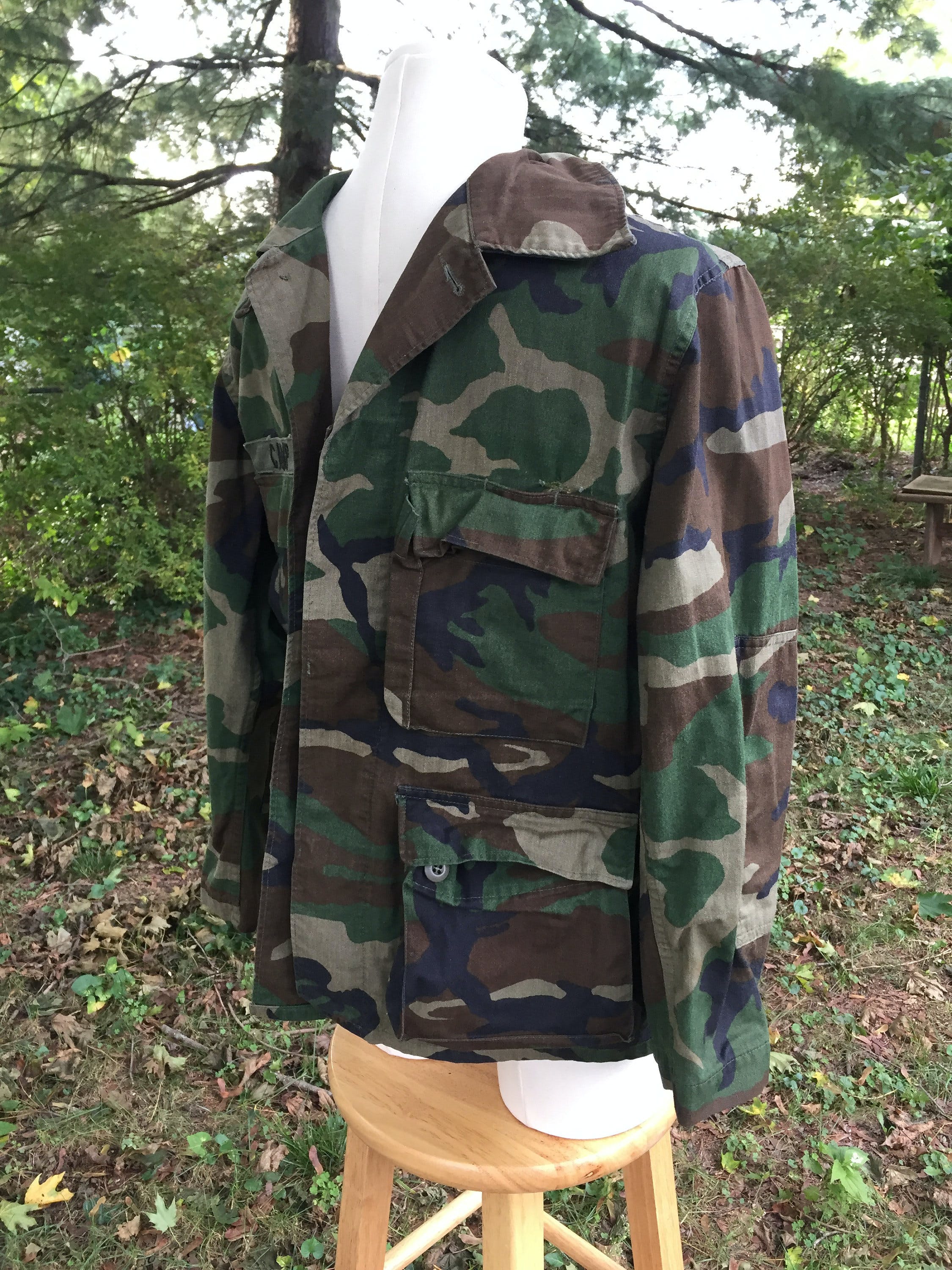 Vintage Camouflage Print Cargo Jacket with Camp Patch | Shop THRILLING
