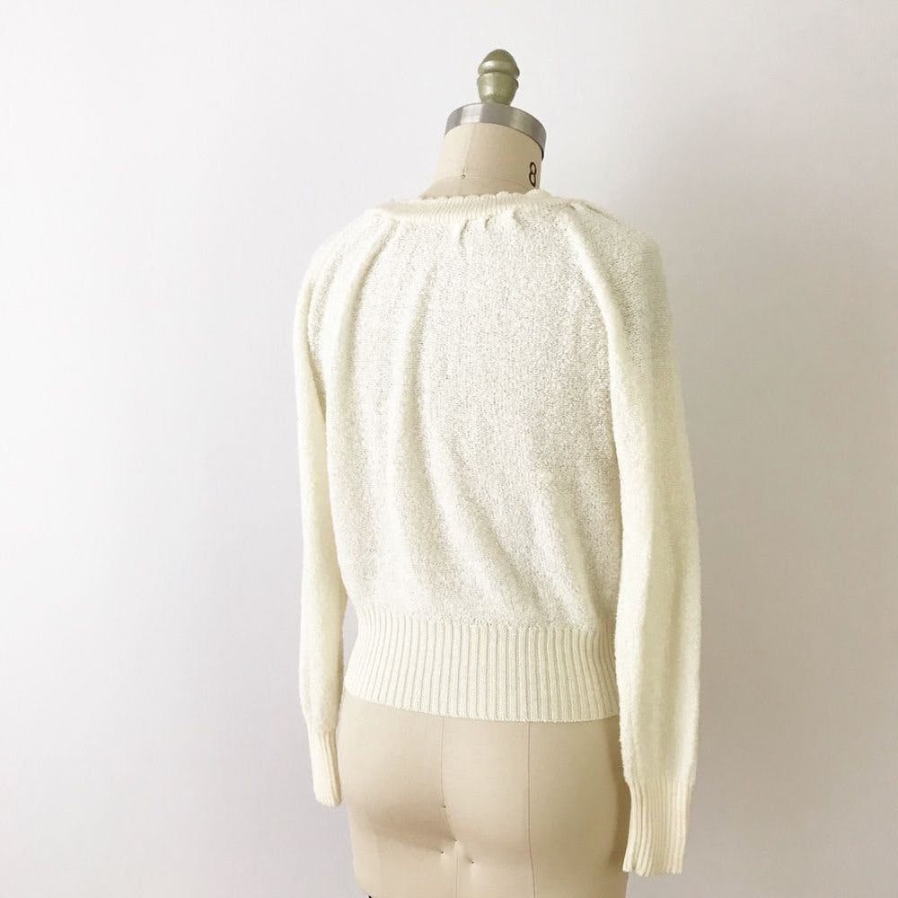 Vintage White Boucle Knit Fitted Sweater | Shop THRILLING