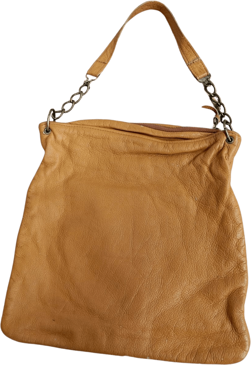 Vintage 70's Creamy Caramel Butter Leather Golden Chain Link Handmade ...