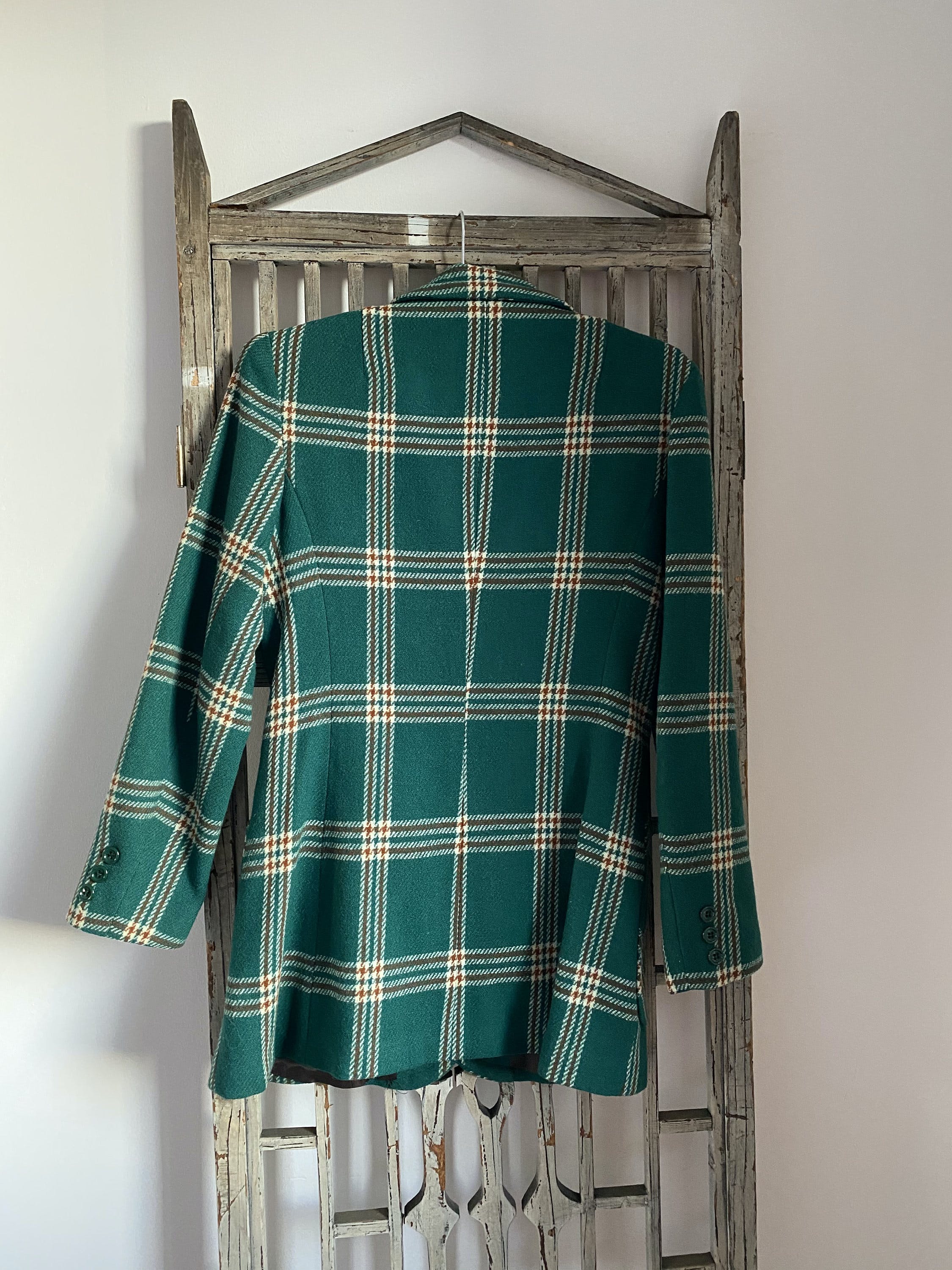 Vintage 70’s Green, Brown and White Checkered Wool Jacket | Shop THRILLING