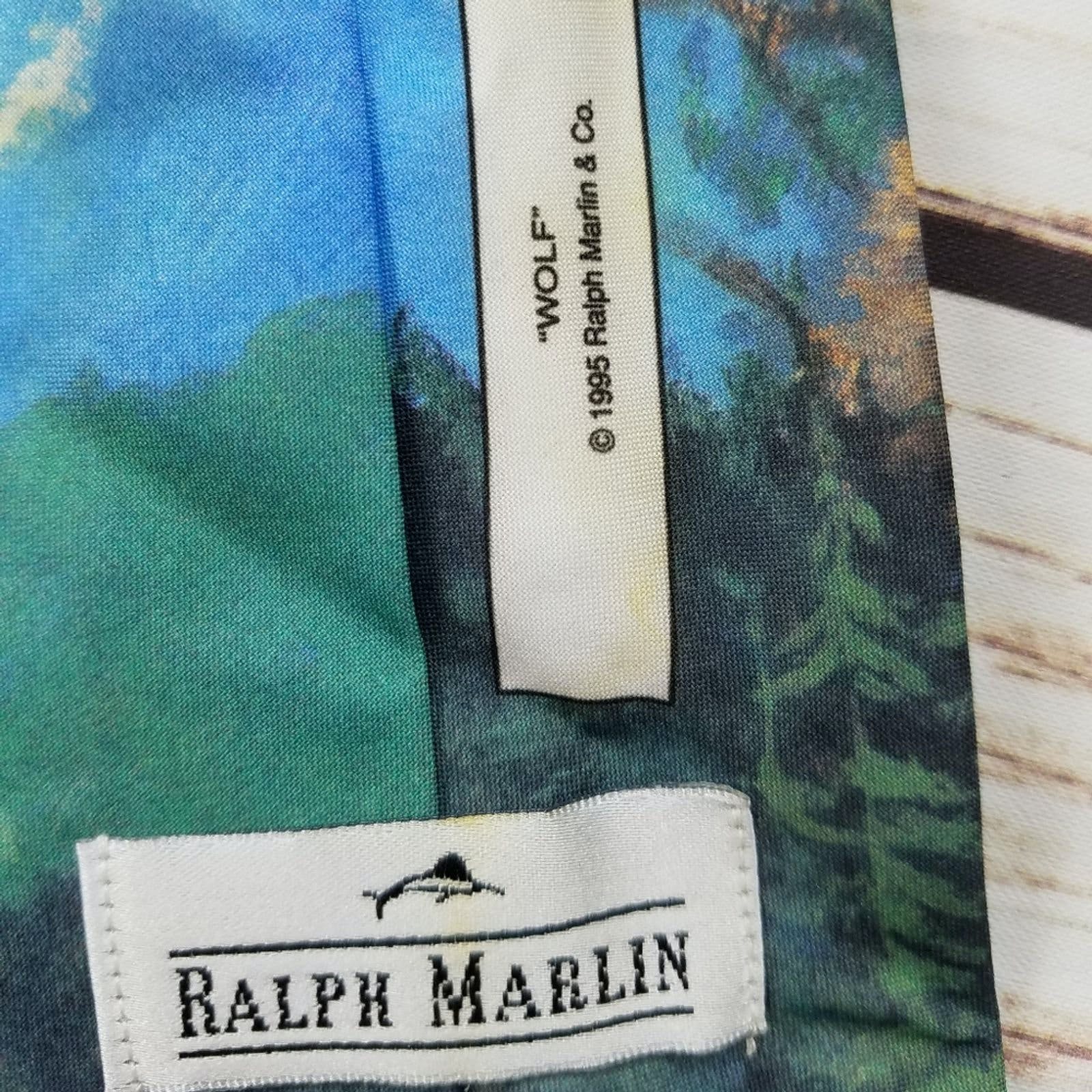 Vintage 90’s Blue Wolf Print Tie by Ralph Marlin | Shop THRILLING