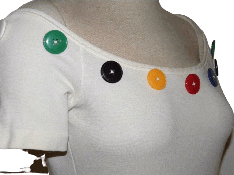 Vintage 80's White Button Detail Dress Body Con Dress by Patrick Kelly ...