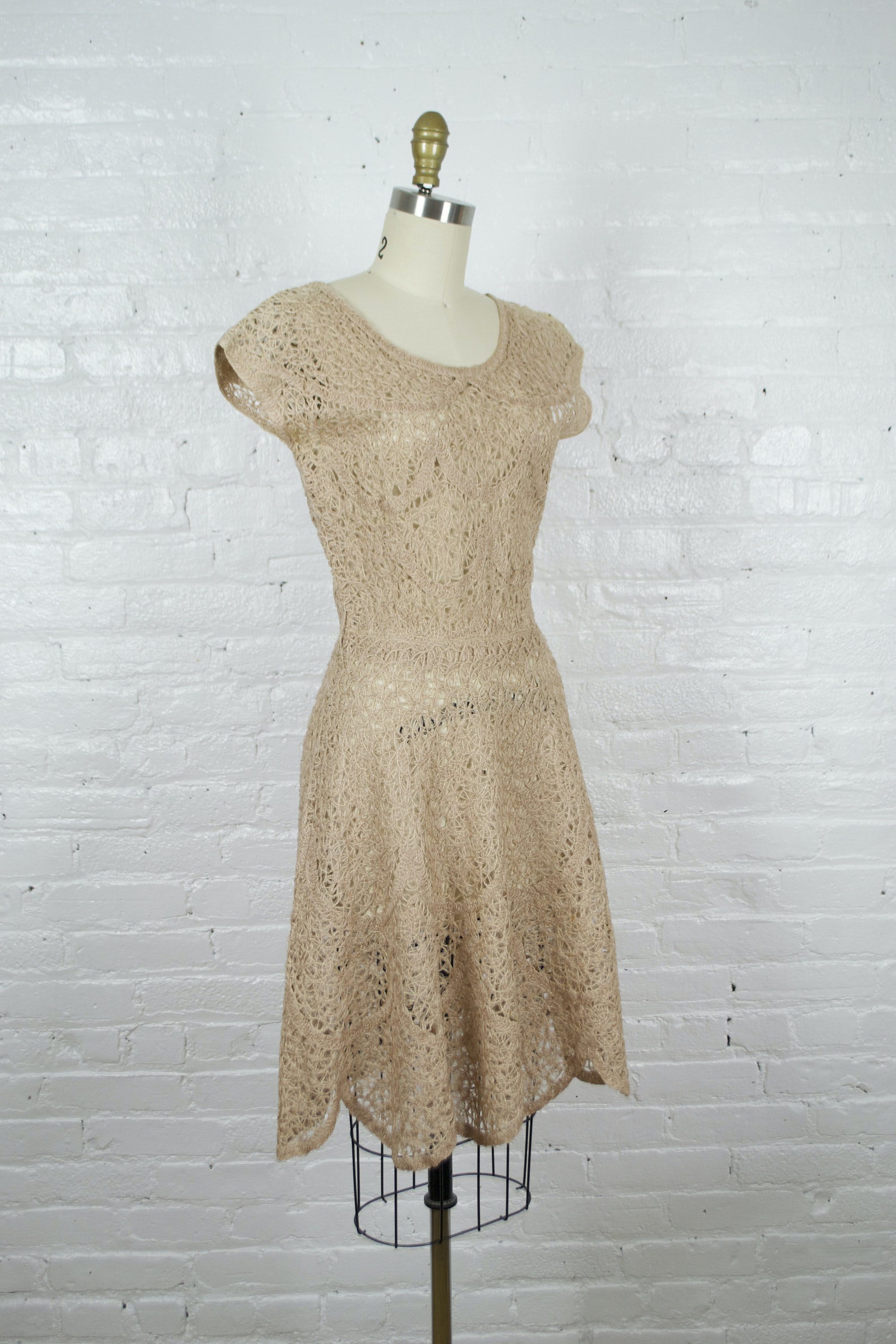 Vintage 60's Beige Ribbon Lace Dress | Shop THRILLING